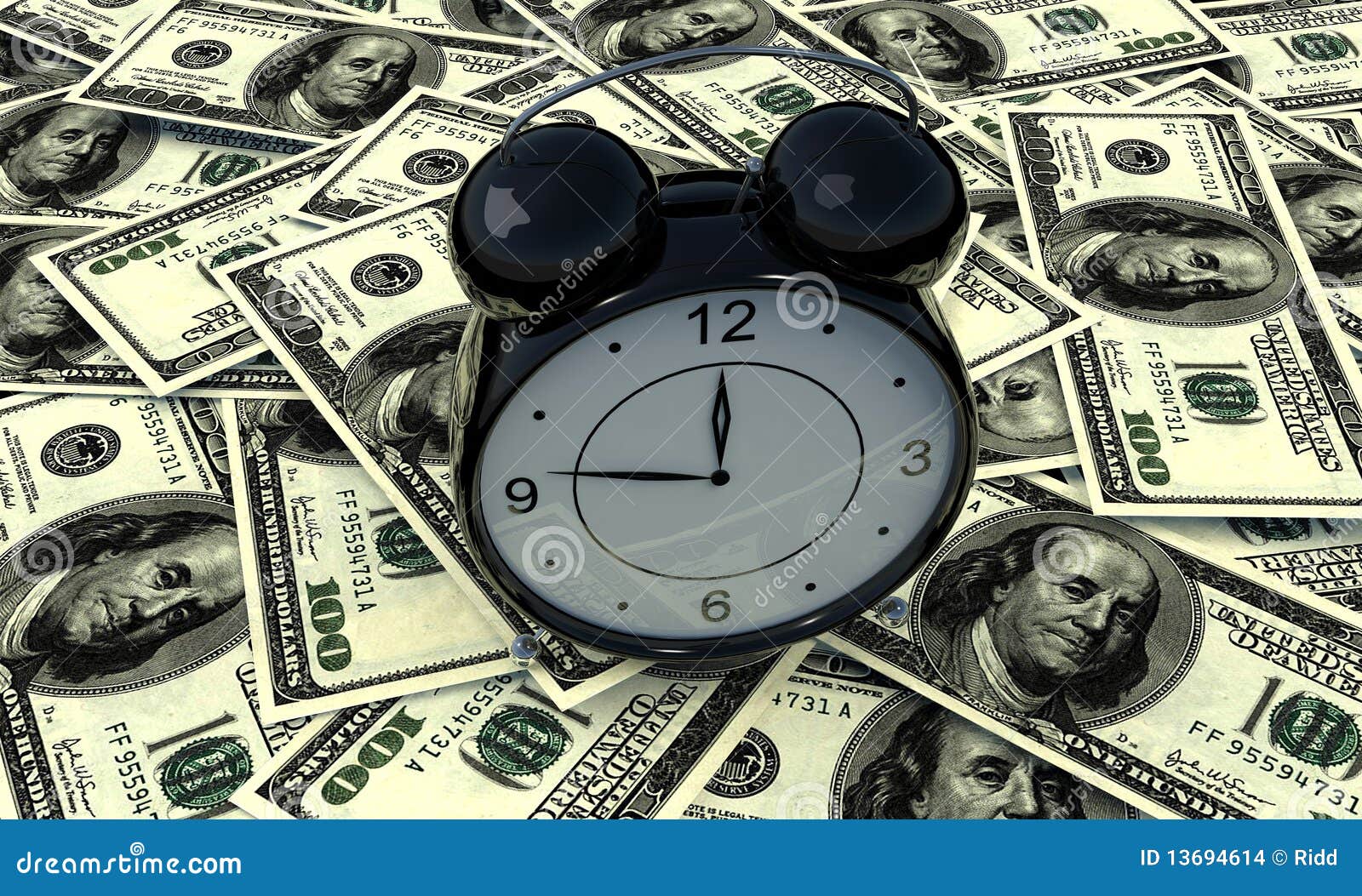 Many money and alarm clock stock illustration. Illustration of clock ...