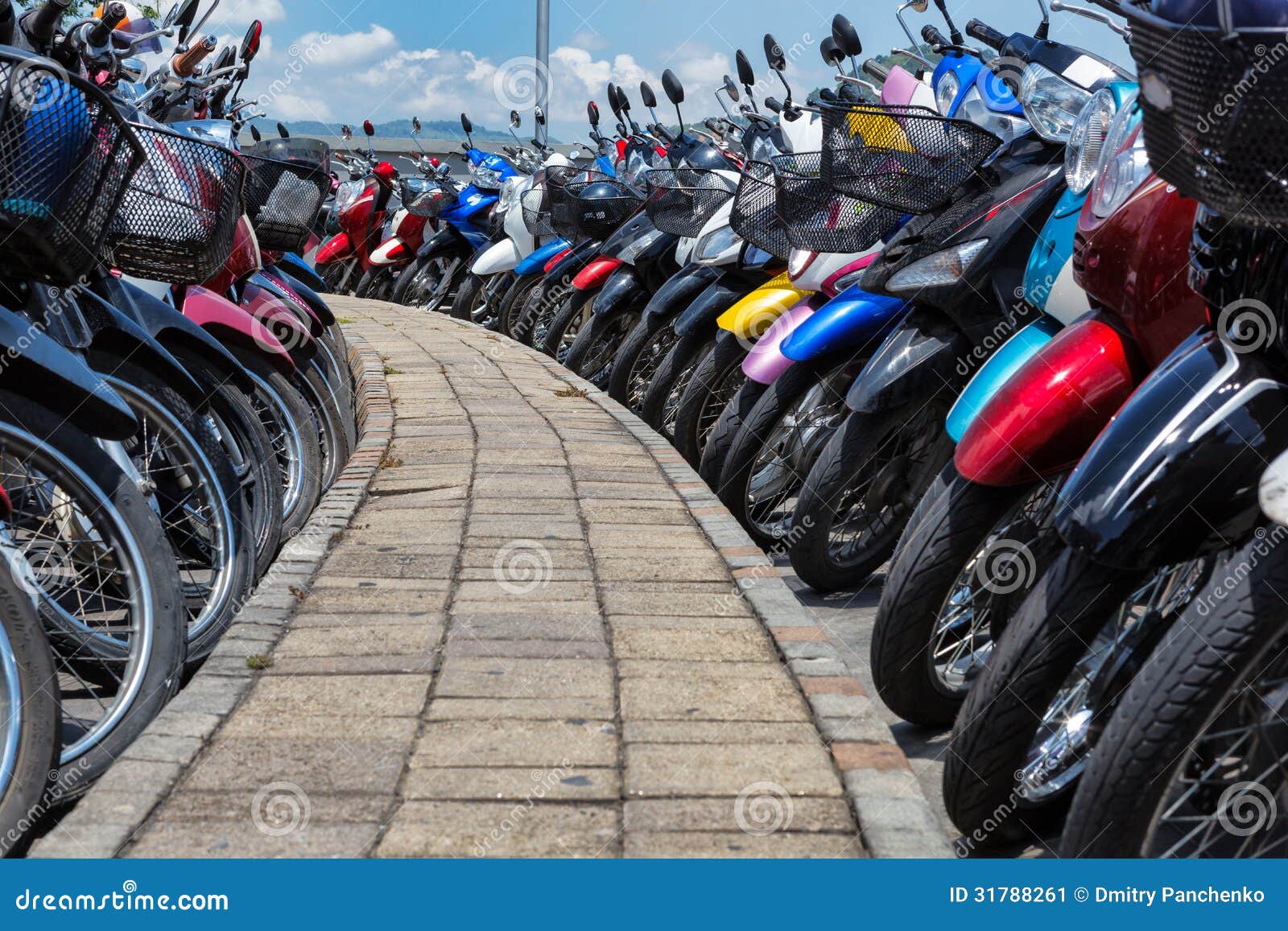 Many Motorbikes at the Parking Stock Image - Image of moped, ecology ...
