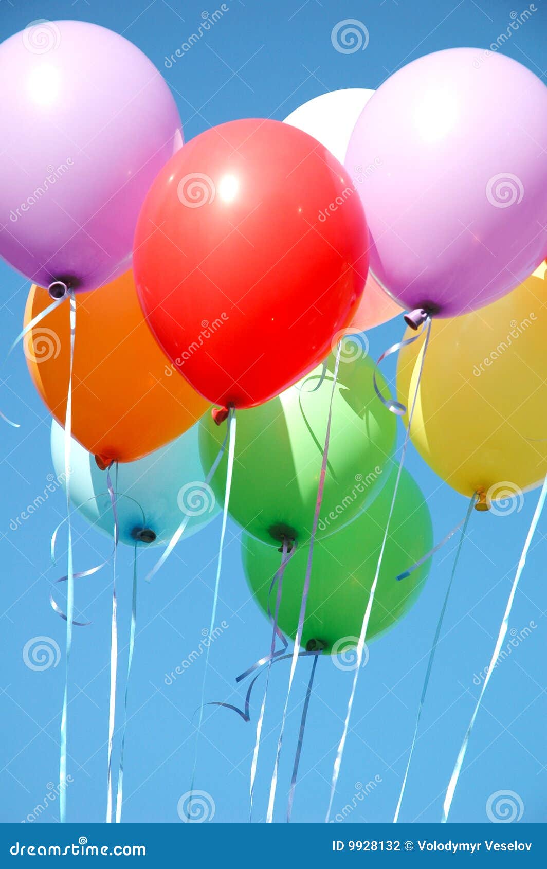 Many Multi-colored Balloons Stock Photo - Image of orange, happy: 9928132