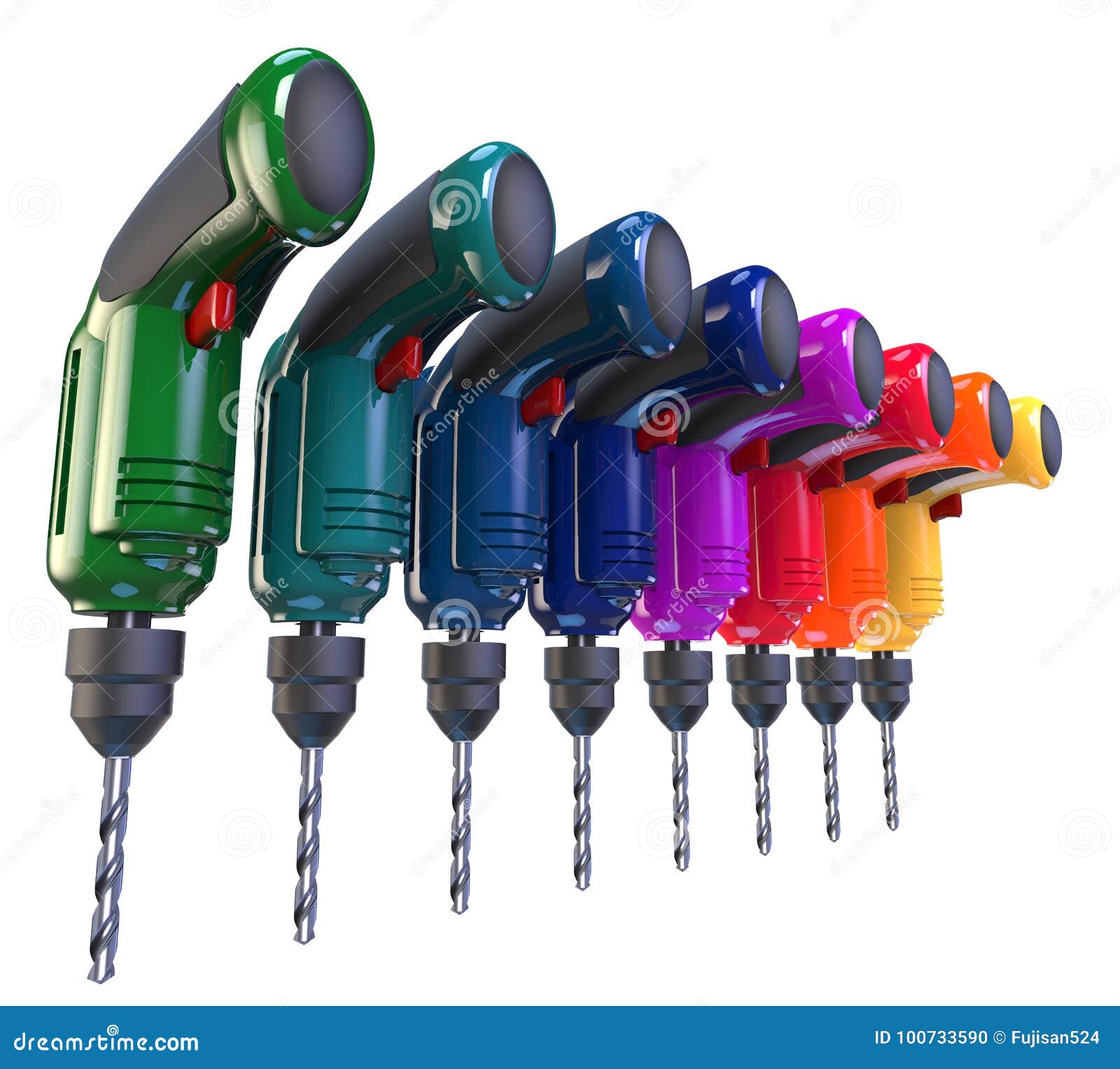 Many multi-colored drills stock illustration. Illustration of perforate ...