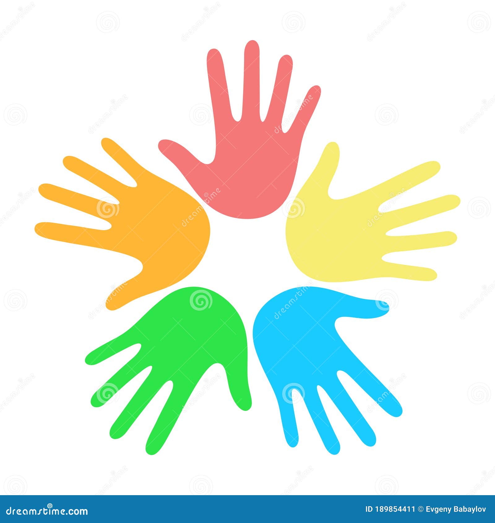 Many Multi-colored Hands on a White Background - Vector Stock Vector ...