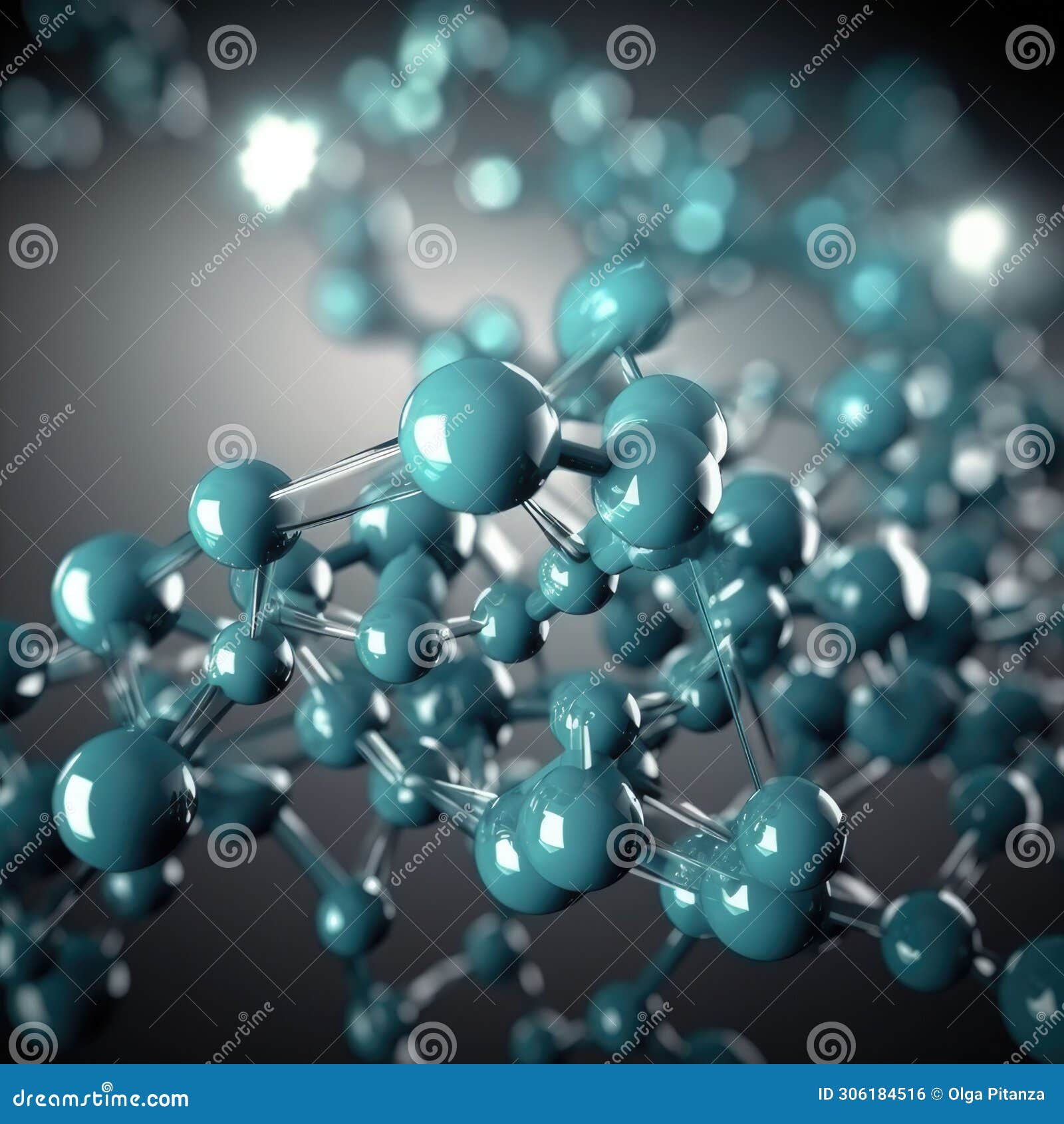 Many Multi-colored Molecules on a Dark Background. Abstract Structure ...