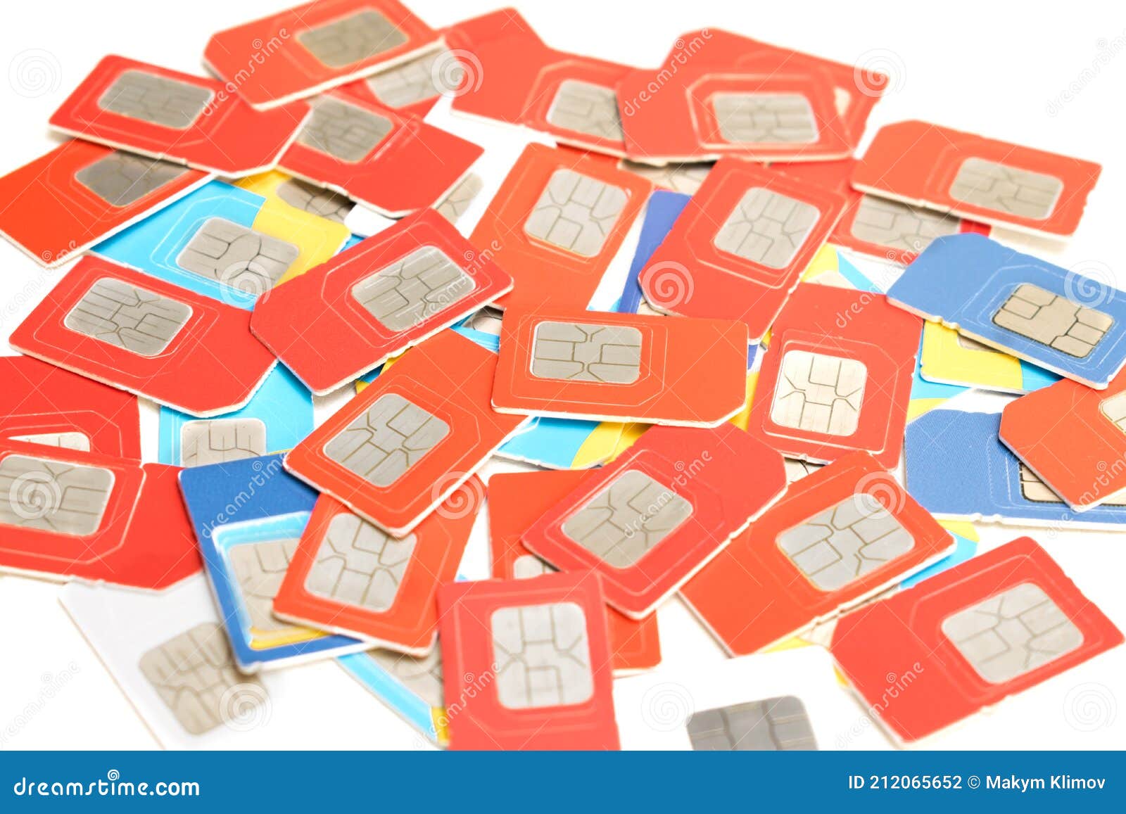 Digital Chips For Quick Access To The Internet. Many Red SIM Cards For ...