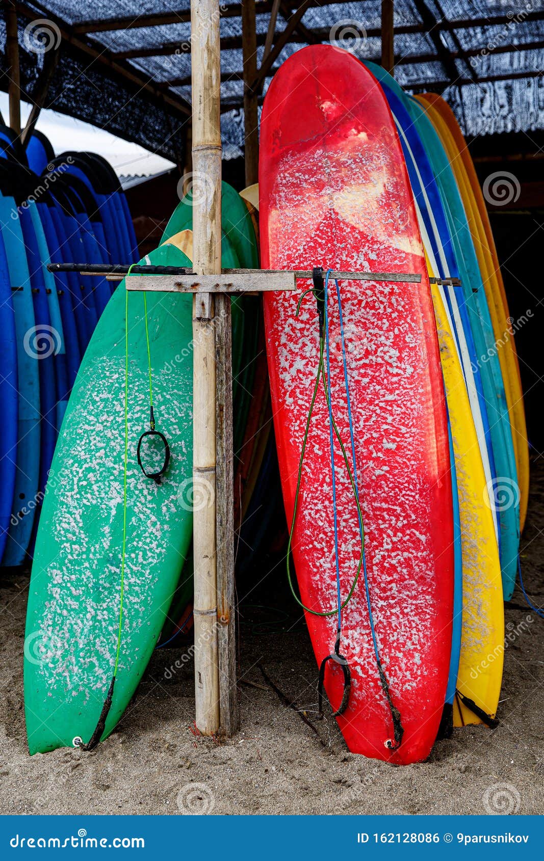 Many Multi-colored Surfboards in a Row Stock Photo - Image of lifestyle ...