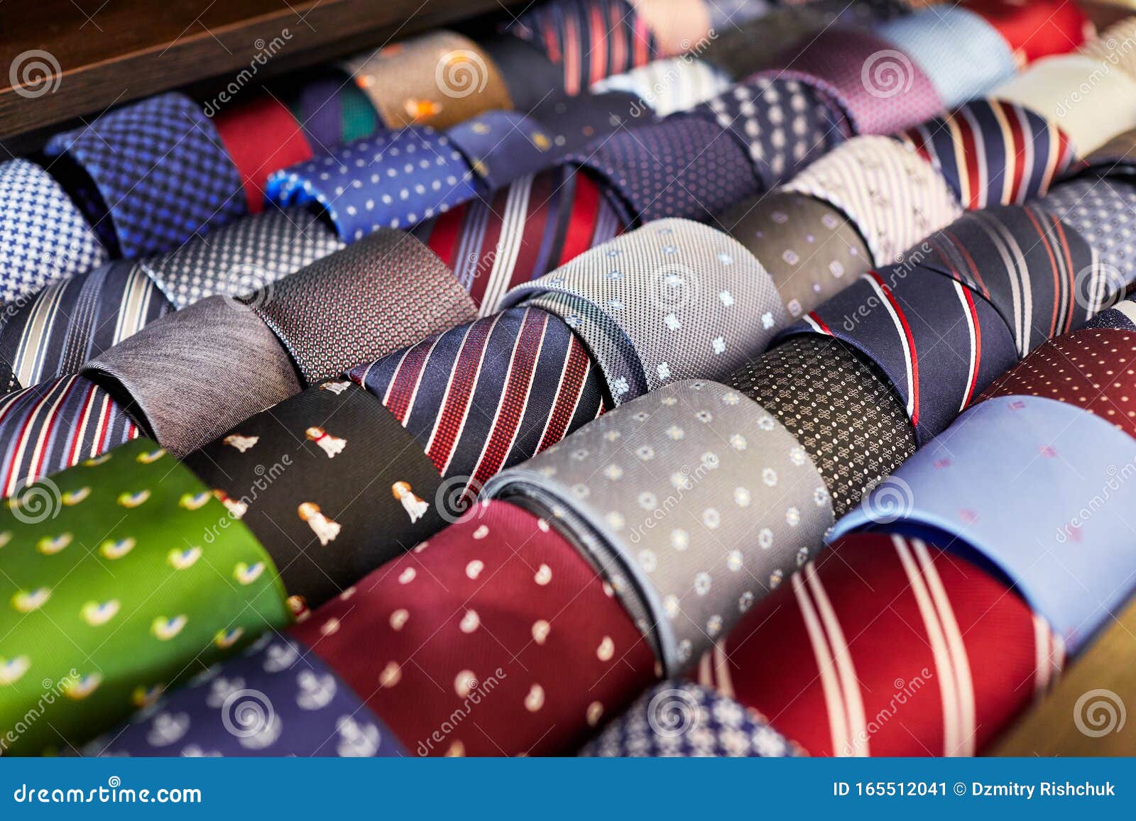 Many Multi-colored Ties Lying in a Row Stock Image - Image of backdrop ...