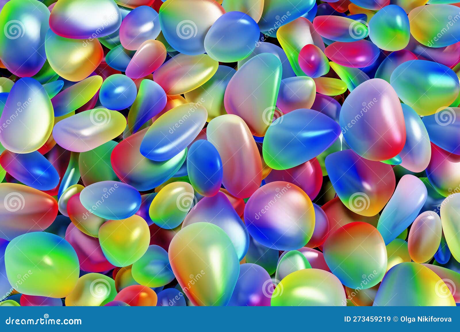 Many Multi-colored Translucent Stones. 3D Rendering Stock Illustration ...