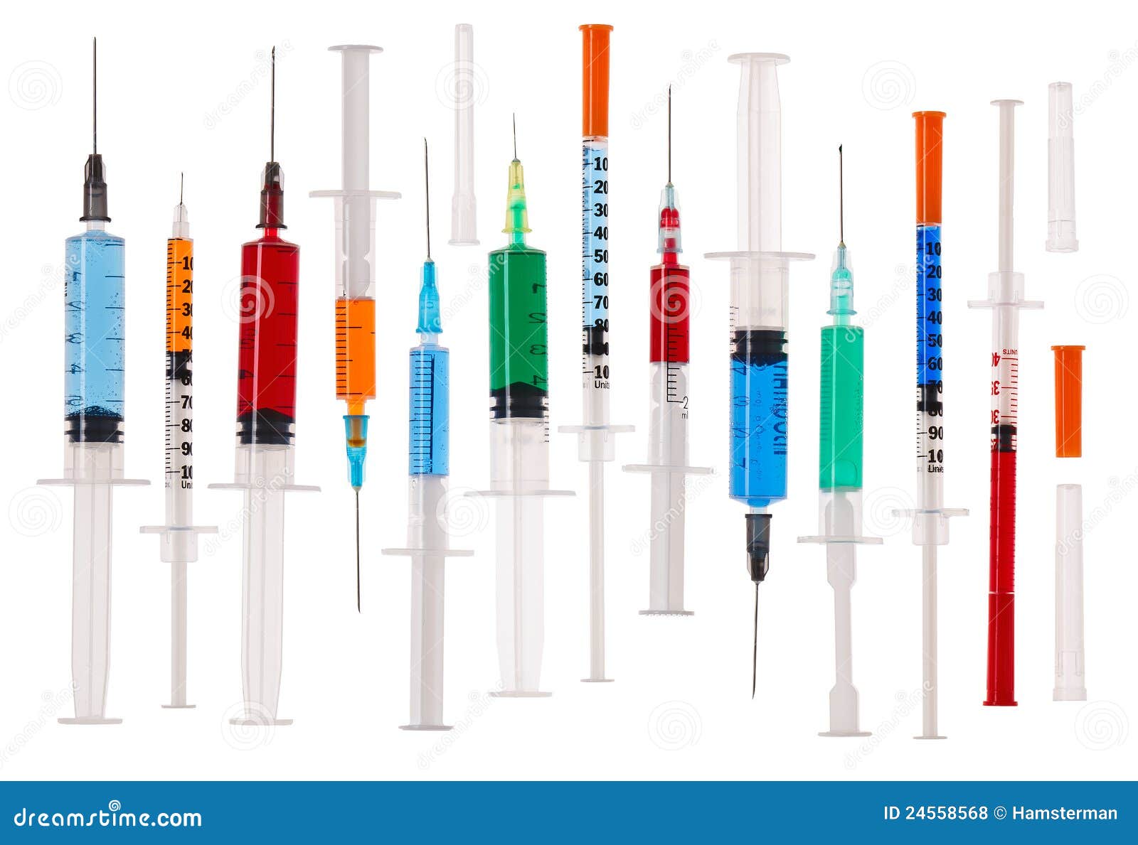 Many multicolor syringes stock photo. Image of care, sterile - 24558568