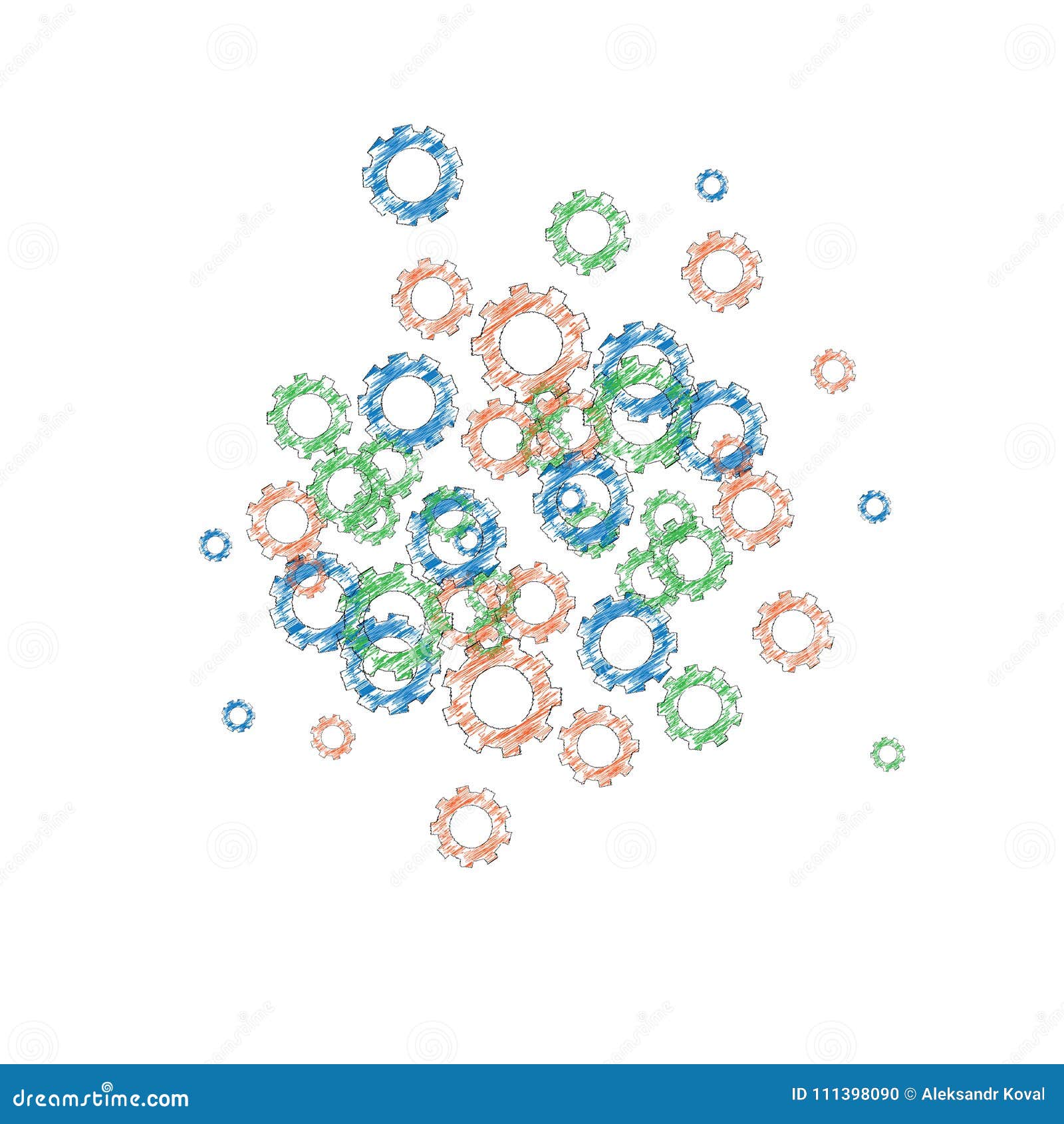 Many multicolored gears. stock illustration. Illustration of progress ...