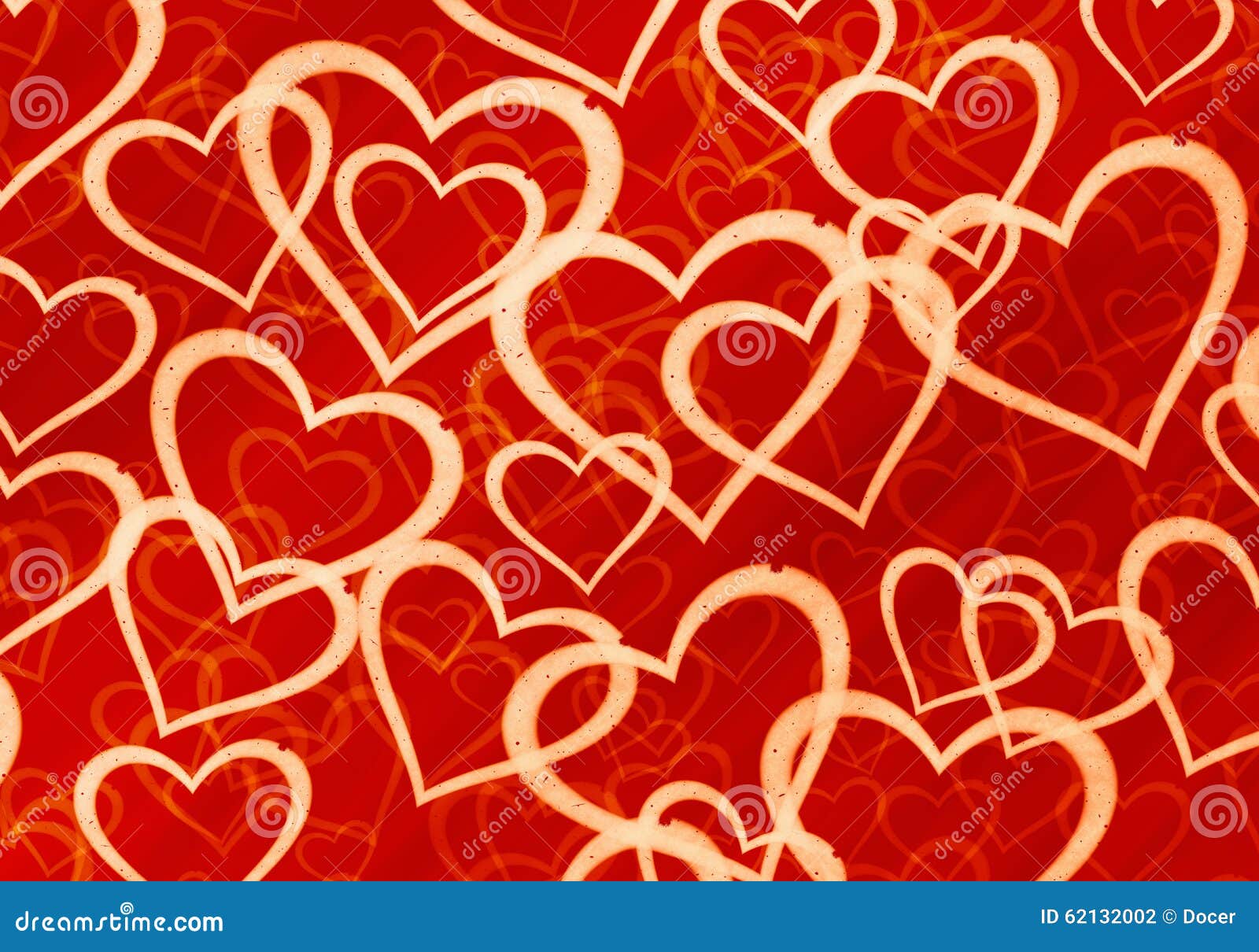 Many Multicolored Hearts on Red Background Stock Illustration ...