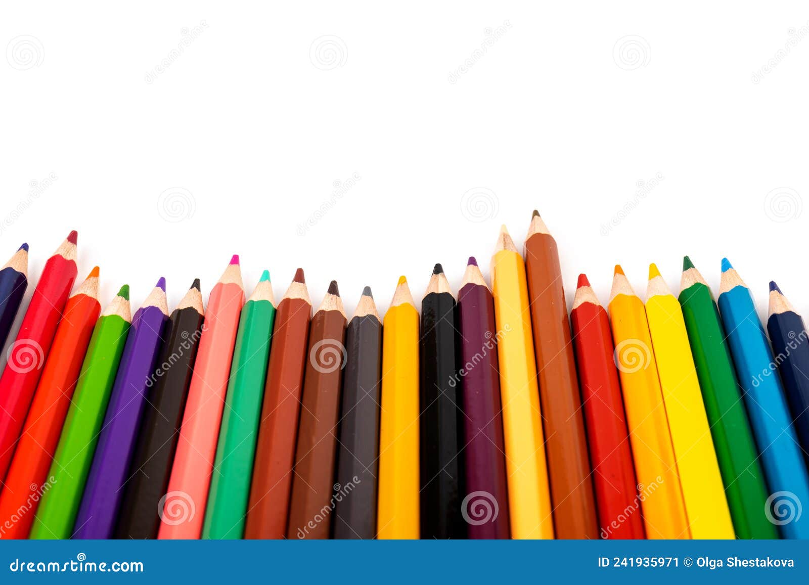 Many Multicolored Pencils, Isolated on White Background with Copy Space ...