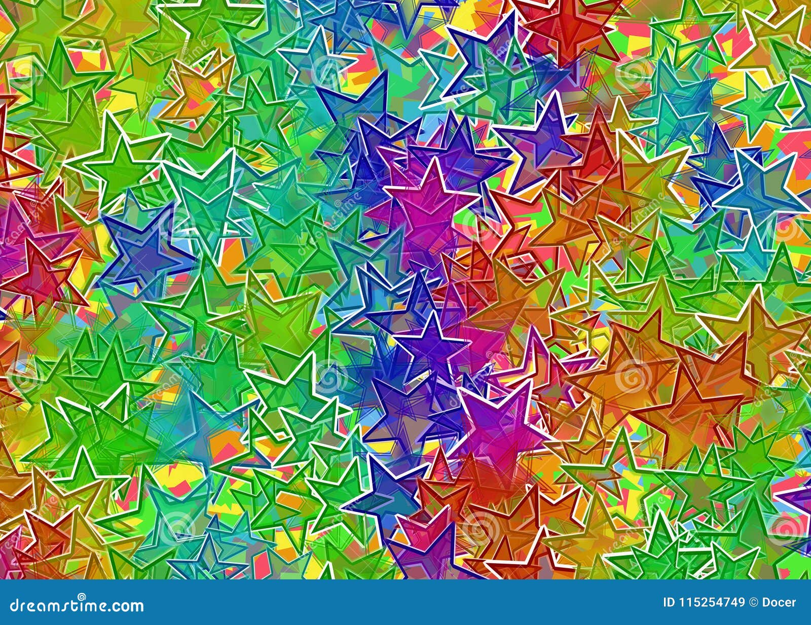 Many Multicolored Stars Background Stock Illustration - Illustration of ...
