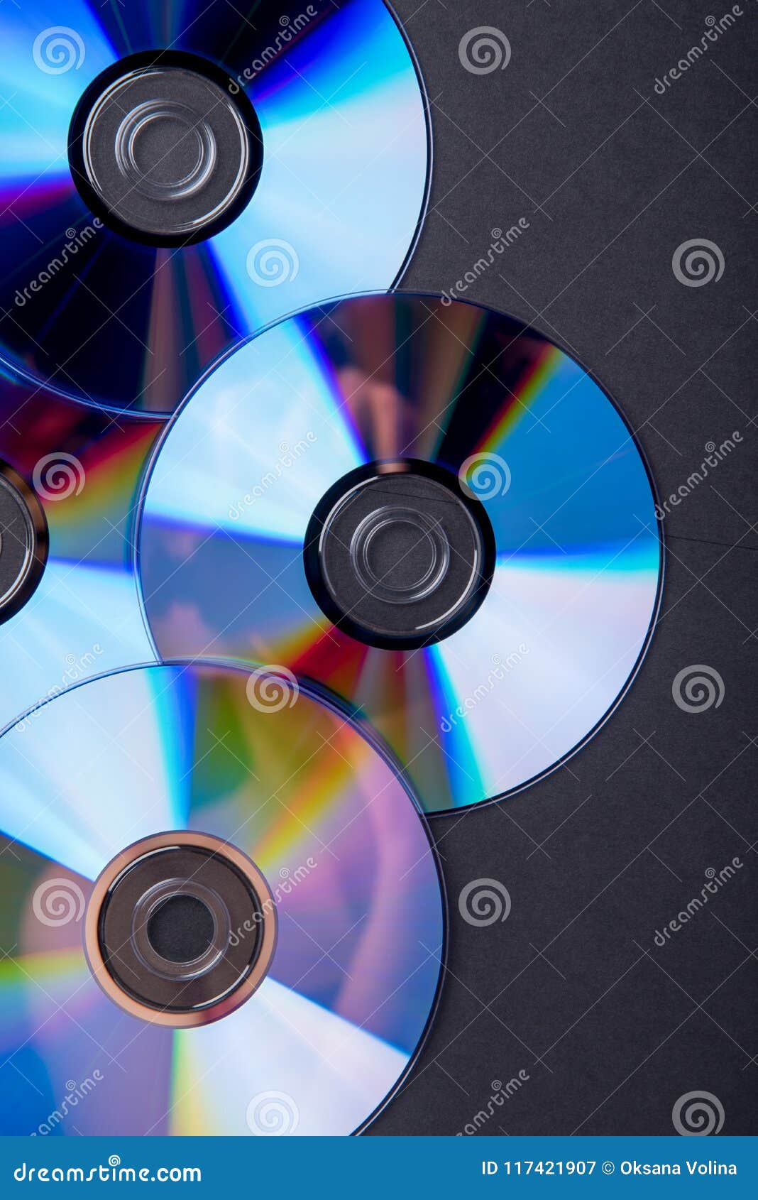 Many Musical Compact Discs with a Rainbow Spectrum of Colors As Stock ...
