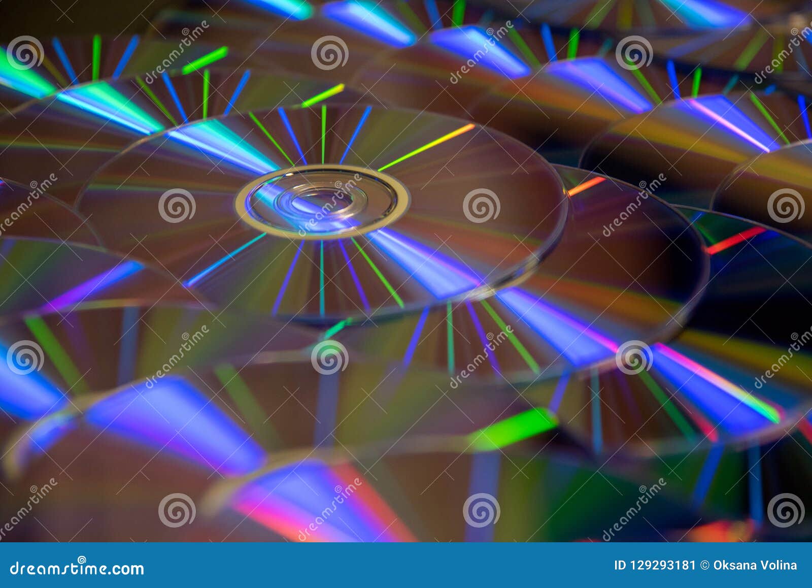 Many Musical Compact Discs with a Rainbow Spectrum of Colors As Stock ...