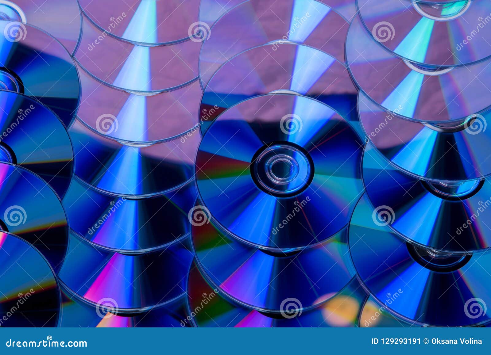 Many Musical Compact Discs with a Rainbow Spectrum of Colors As Stock ...