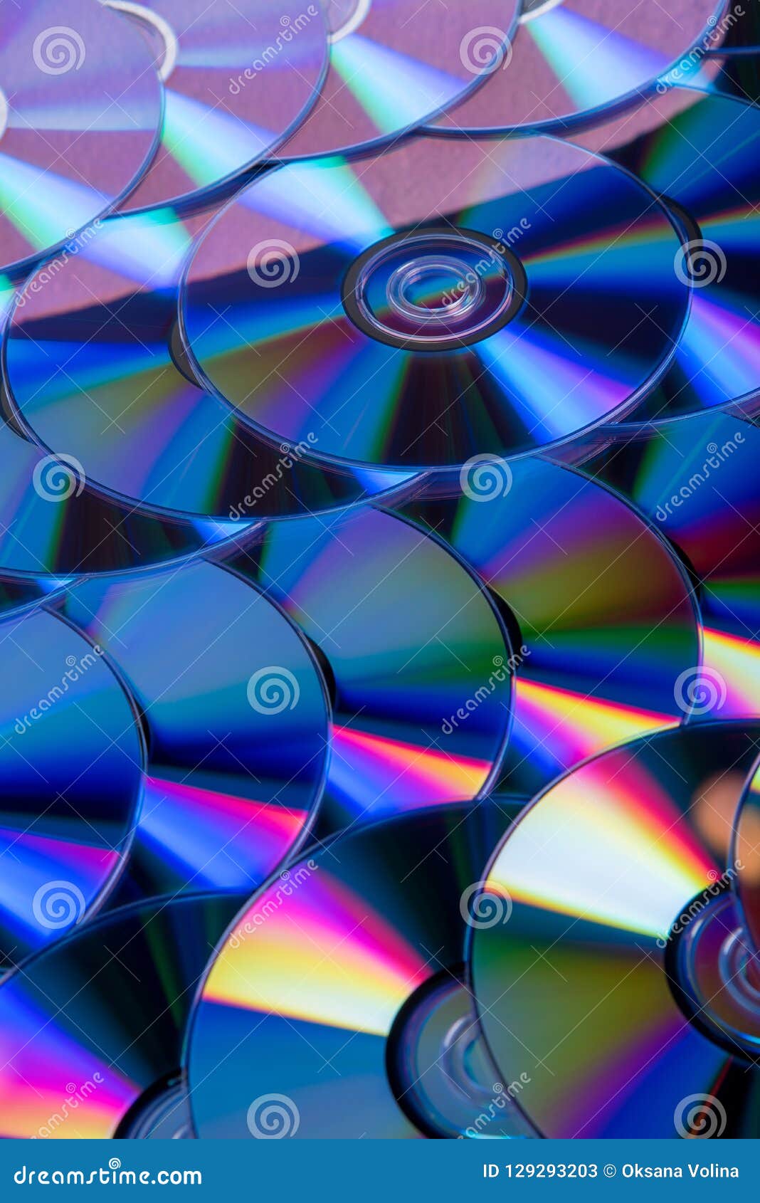 Many Musical Compact Discs with a Rainbow Spectrum of Colors As Stock ...