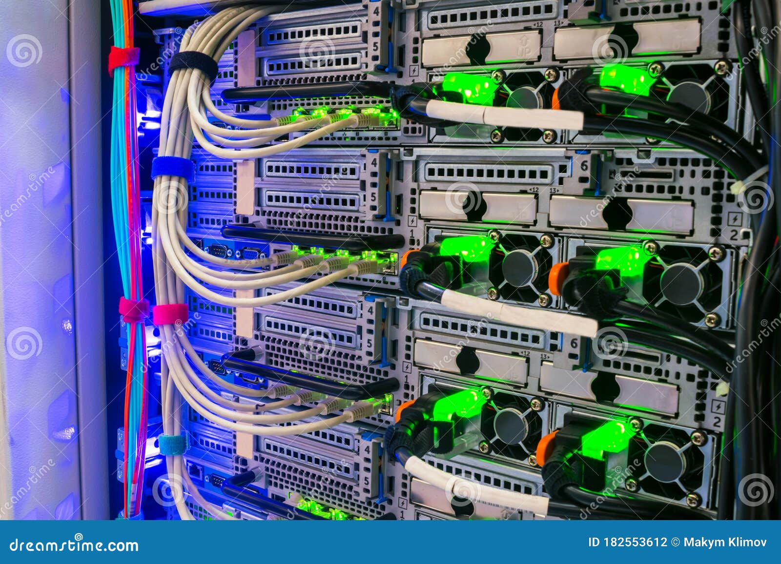 Many Network Cables are Connected To the Data Center Equipment. Hosting ...