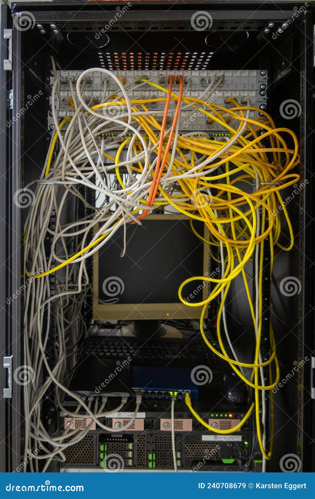 Many Network Cables are Plugged into a Server Cabinet Stock Image ...