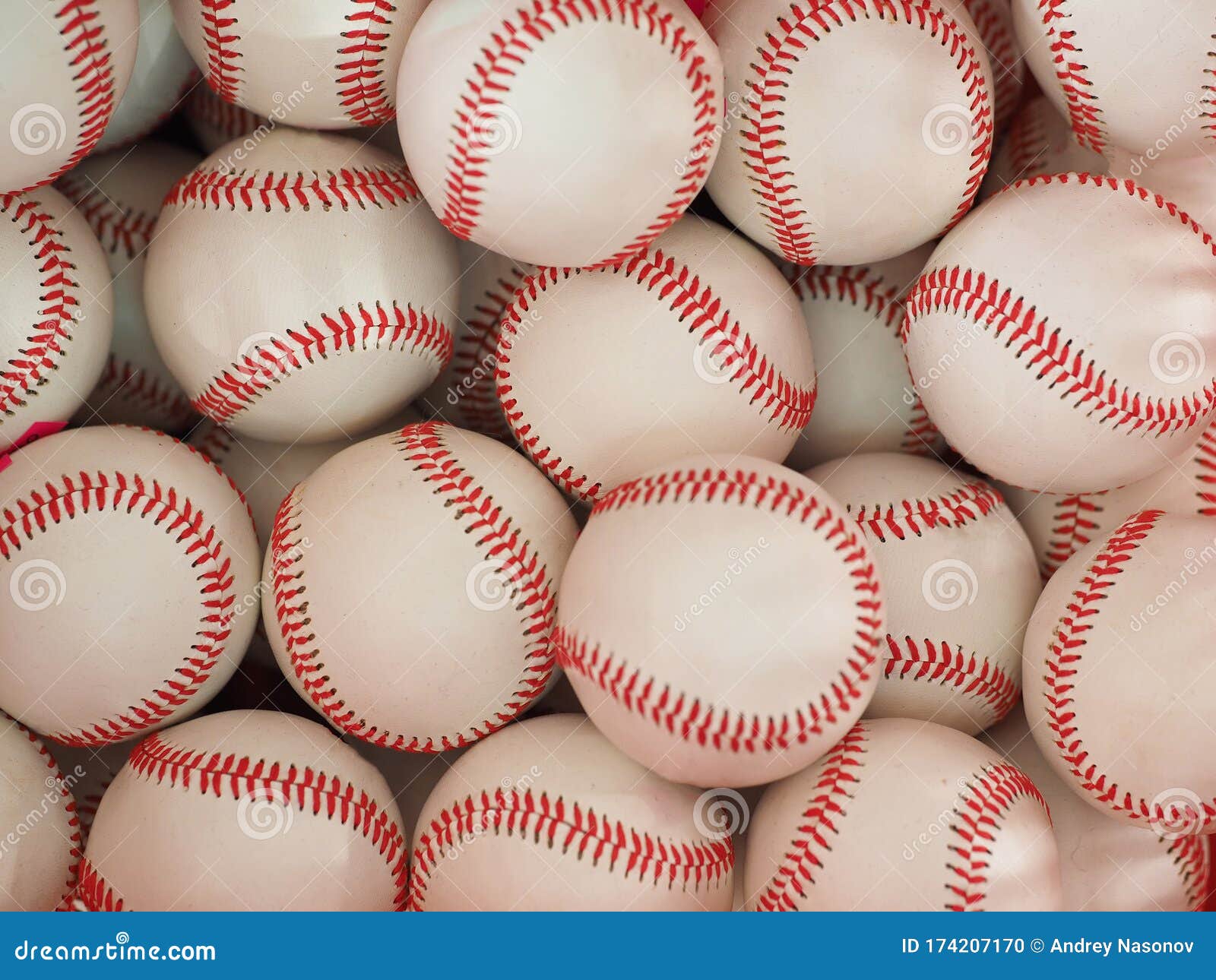 Many new Baseball Balls. stock photo. Image of equipment - 174207170