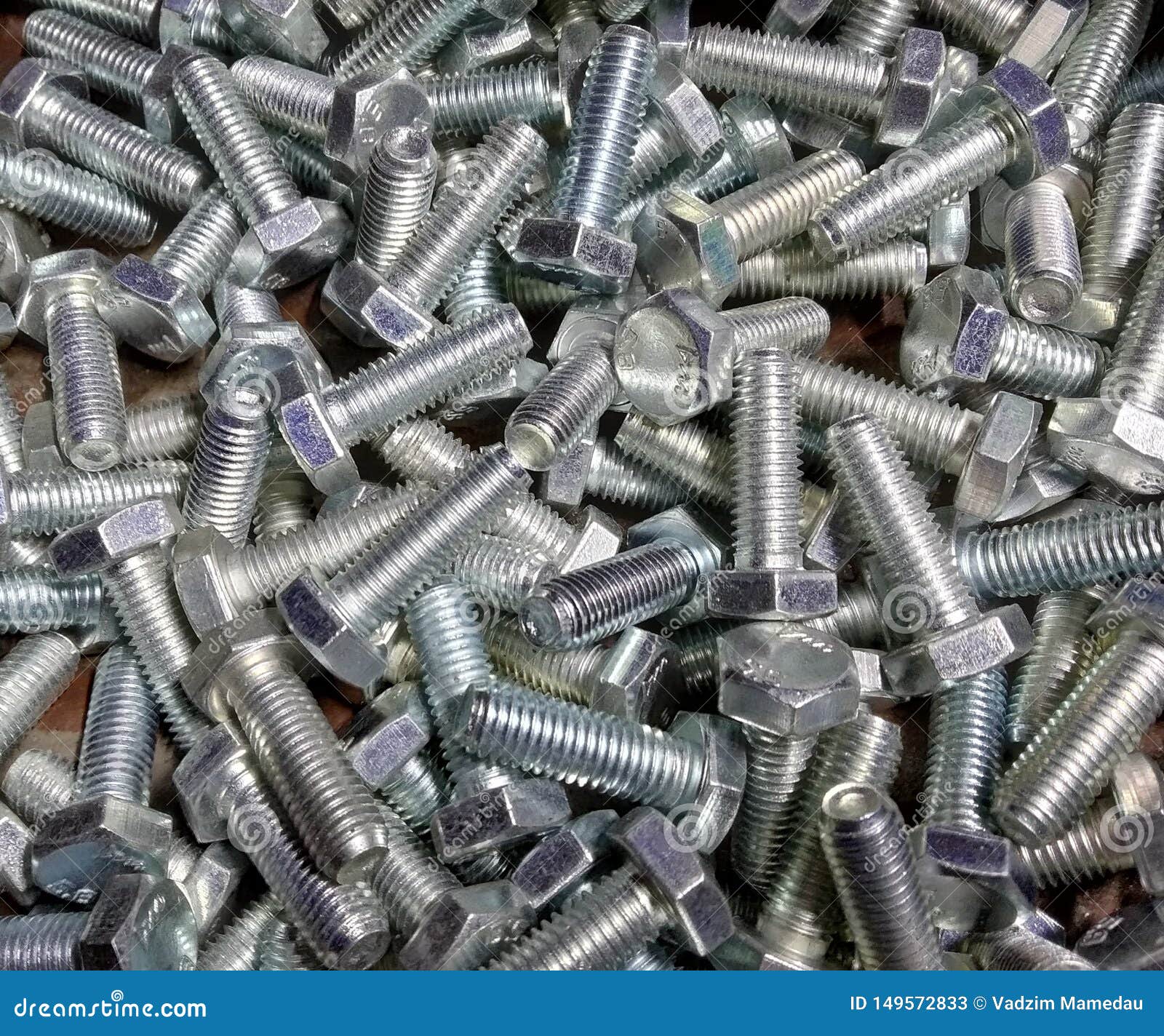 Many new bolts shine stock image. Image of rods, close - 149572833
