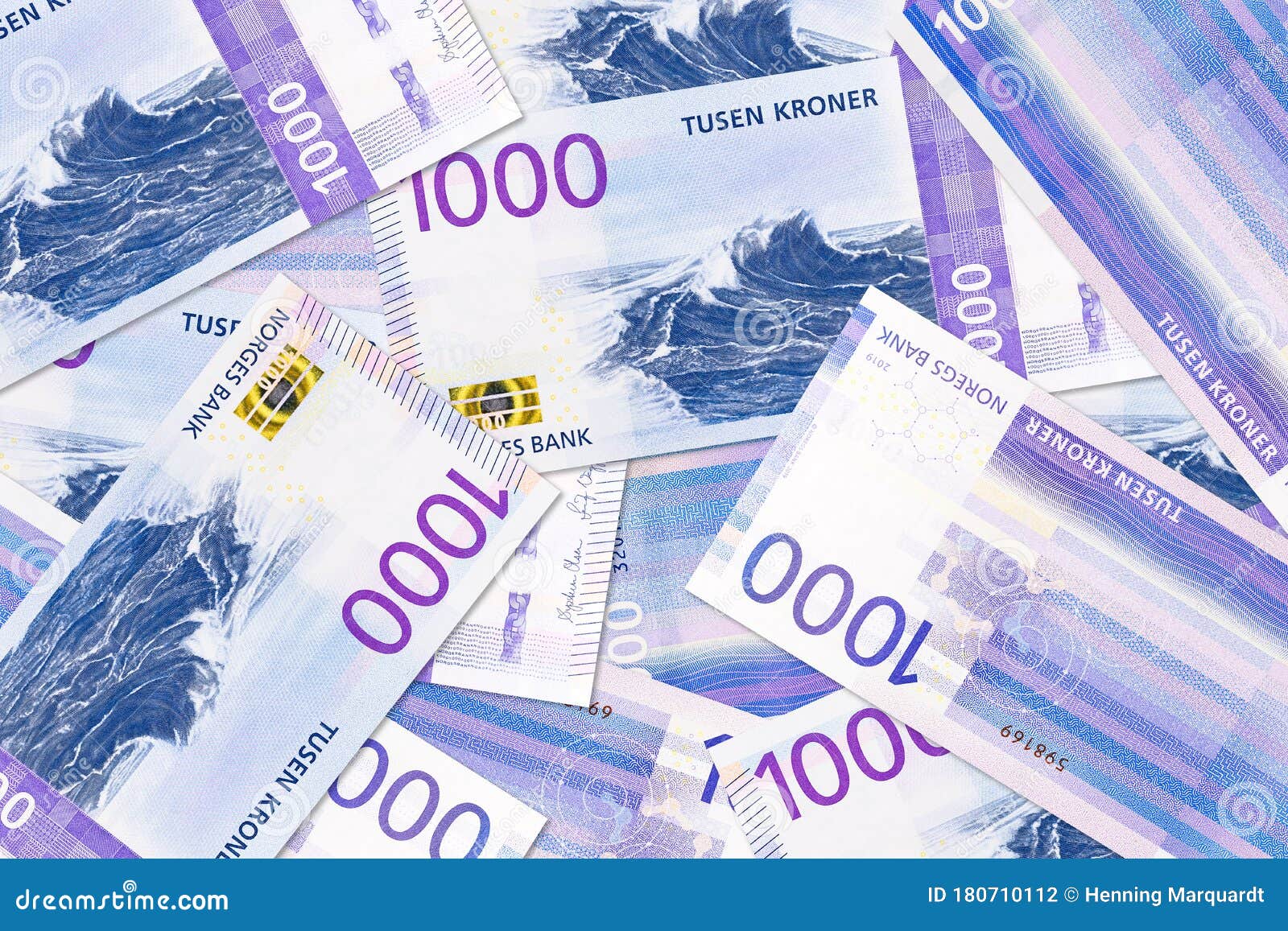 Many New 1000 Norwegian Krone Banknotes Indicating Economics Stock ...
