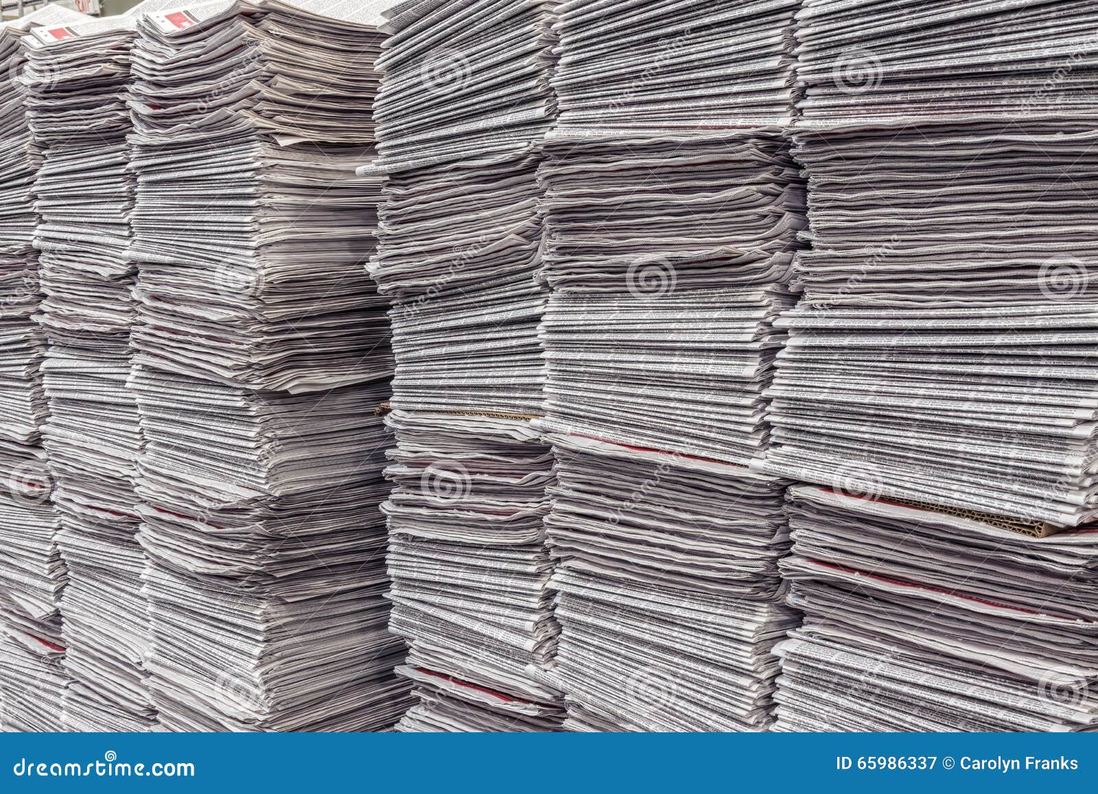 Many Newspaper Stacks in Warehouse Stock Image - Image of multiple ...