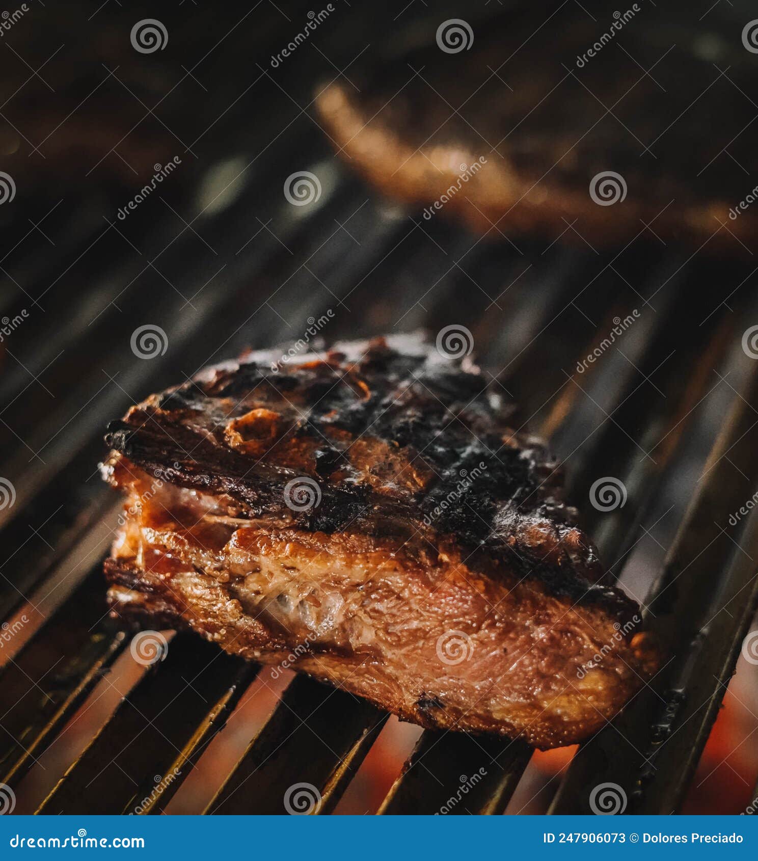 Nice Chunks of Beef on a Charcoal Grill Stock Image - Image of fire ...