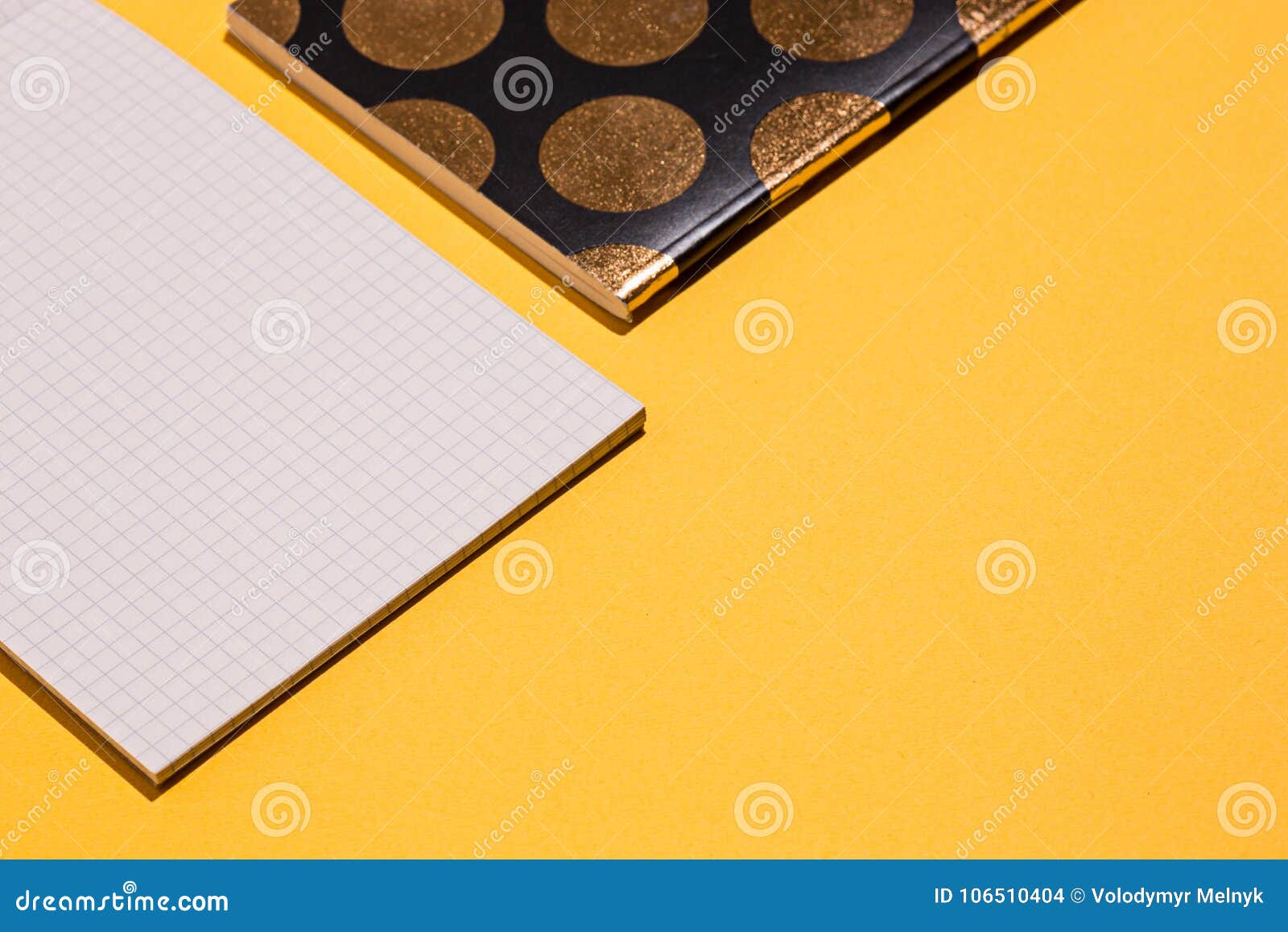 The Many Notebooks on Colored Table. Memo and Planning Concept. Stock ...