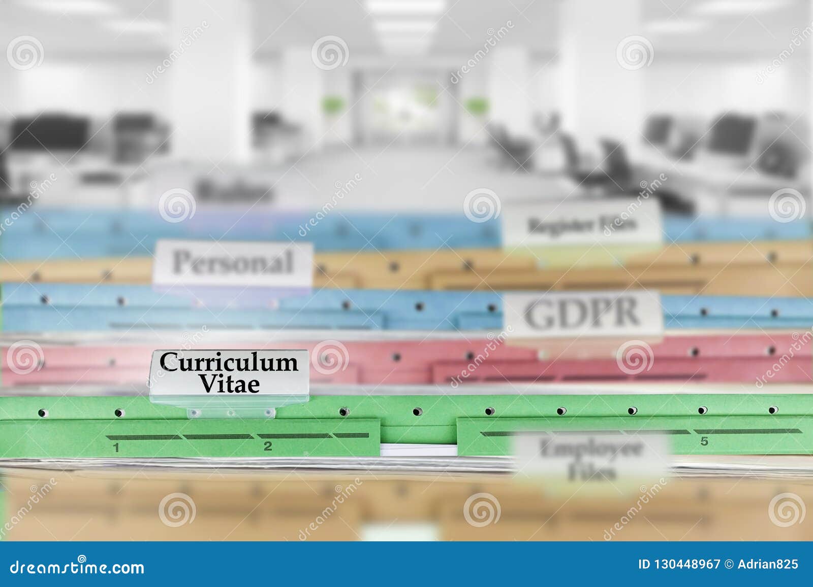 Many Office Folders with Curriculum Vitae and Other Human Resources ...