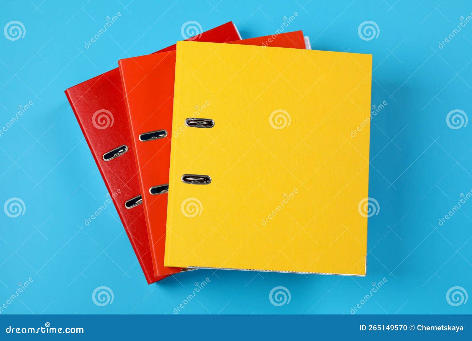 Many Office Folders on Light Blue Background, Flat Lay Stock Photo ...