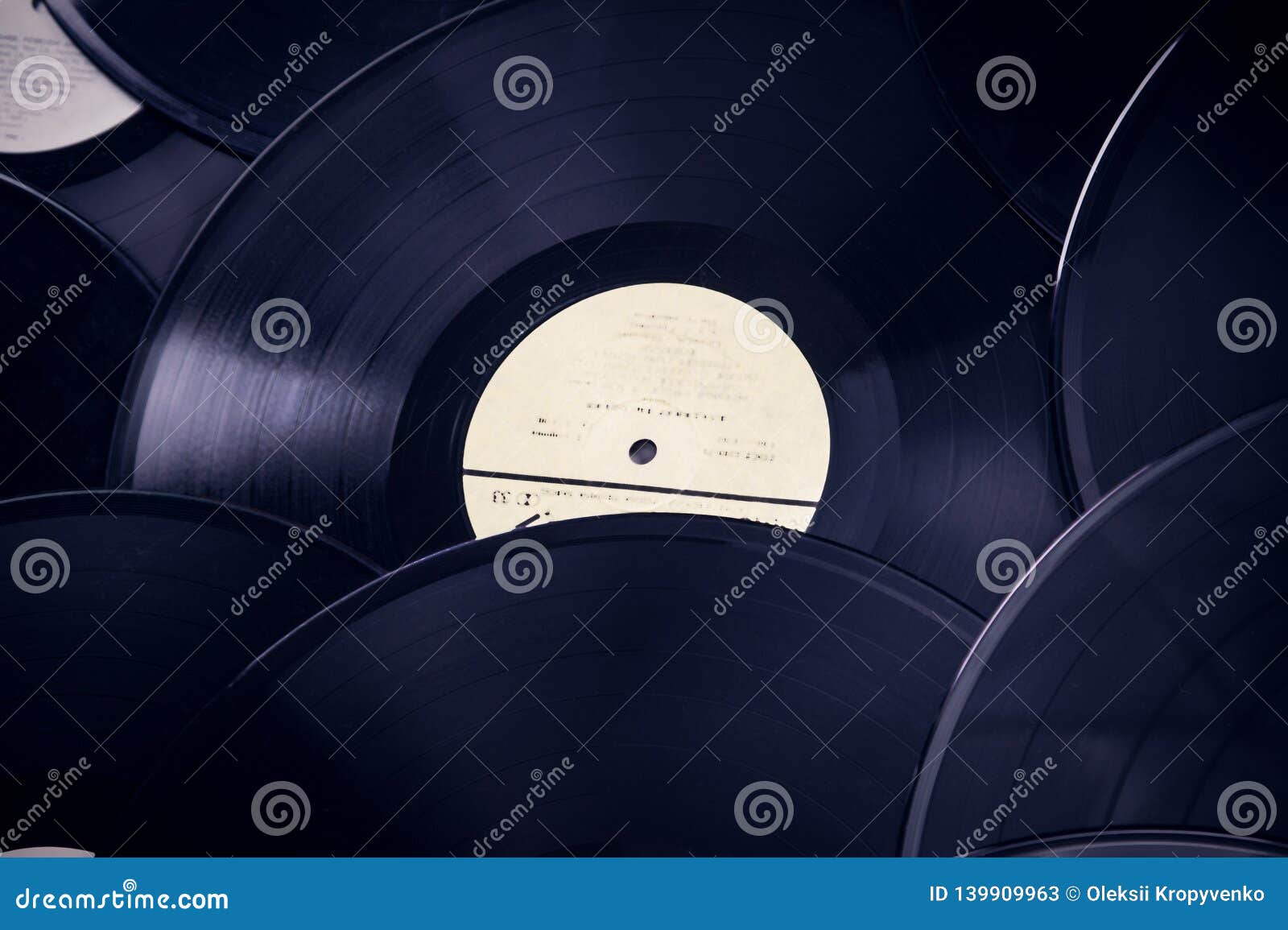 Old Vinyl Records Processed Under Retro Photo Stock Image - Image of ...