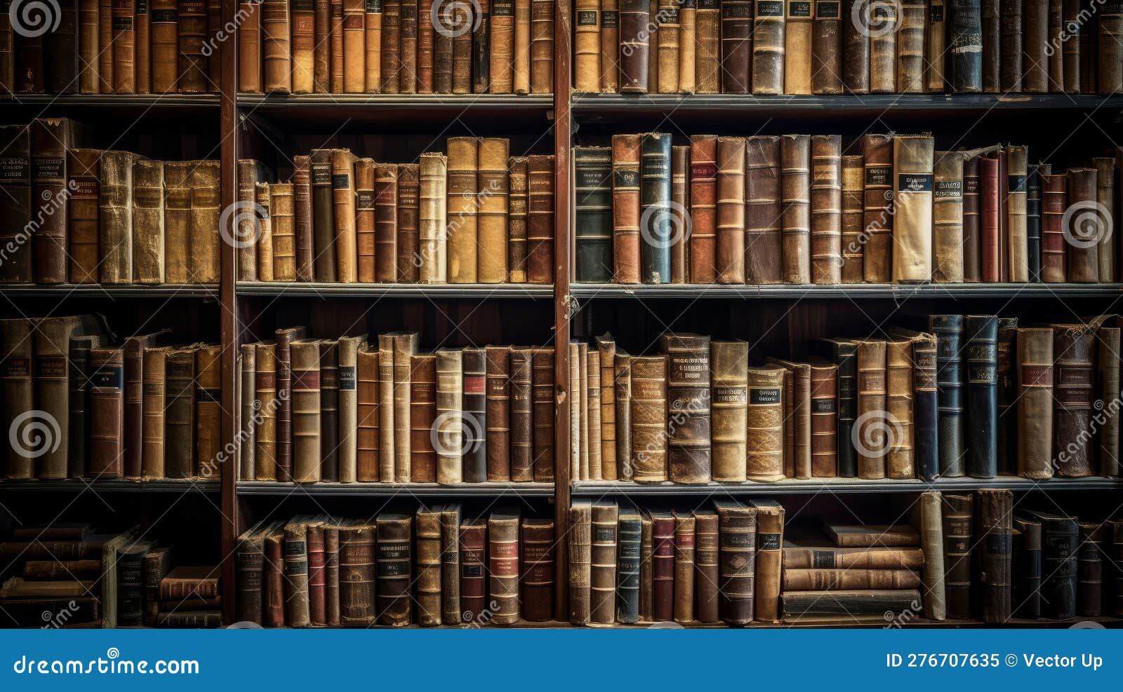 Many Old Books on Bookshelf in Library. Generative AI Stock ...