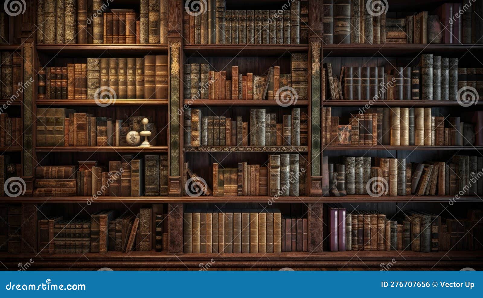 Many Old Books on Bookshelf in Library. Generative AI Stock ...