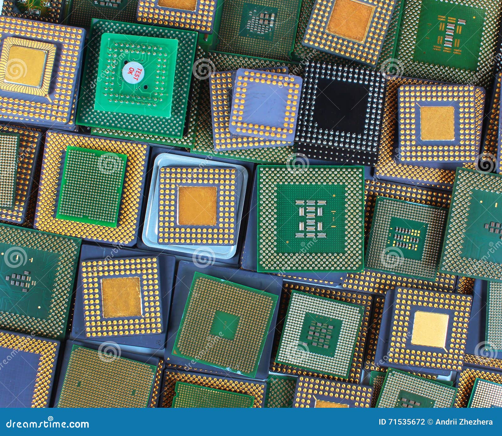 Many Old CPU Chips and Obsolete Computer Processors As Background Stock ...