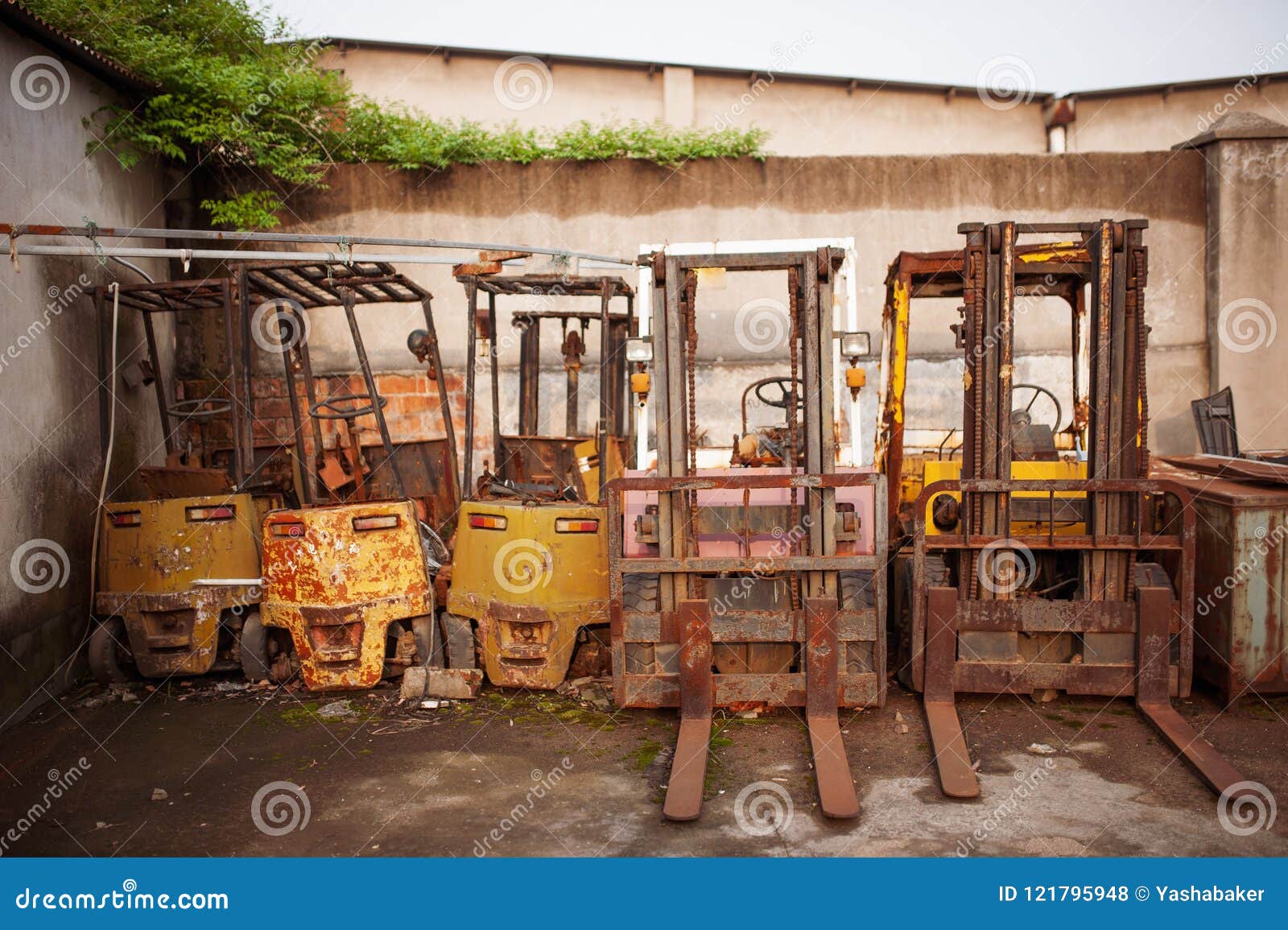 Many Old Electric Forklift Stackers Stock Photo - Image of equipment ...