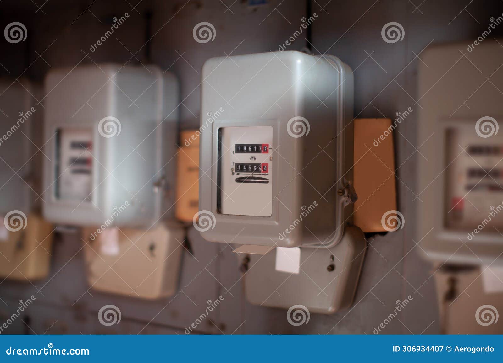 Many Old Electricity Consumption Meters Stock Image - Image of ...