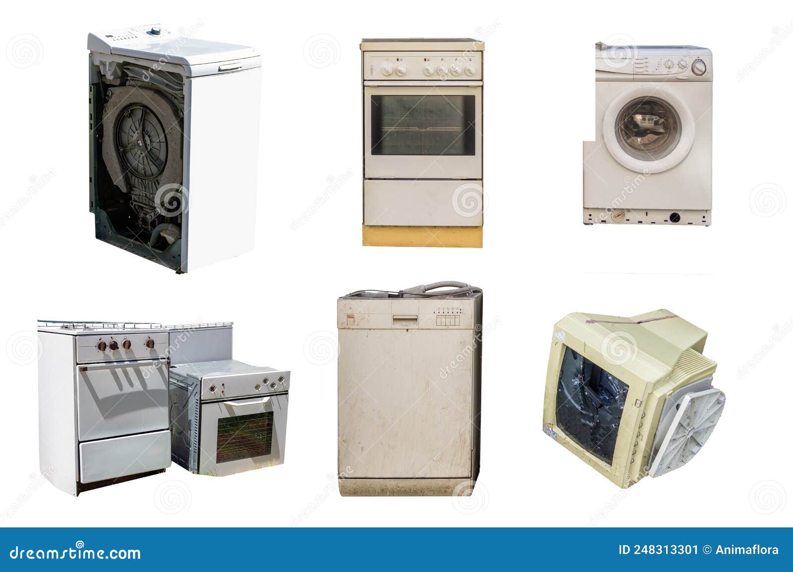 Many Old Electronic Devices Isolated on White Background Stock Image ...