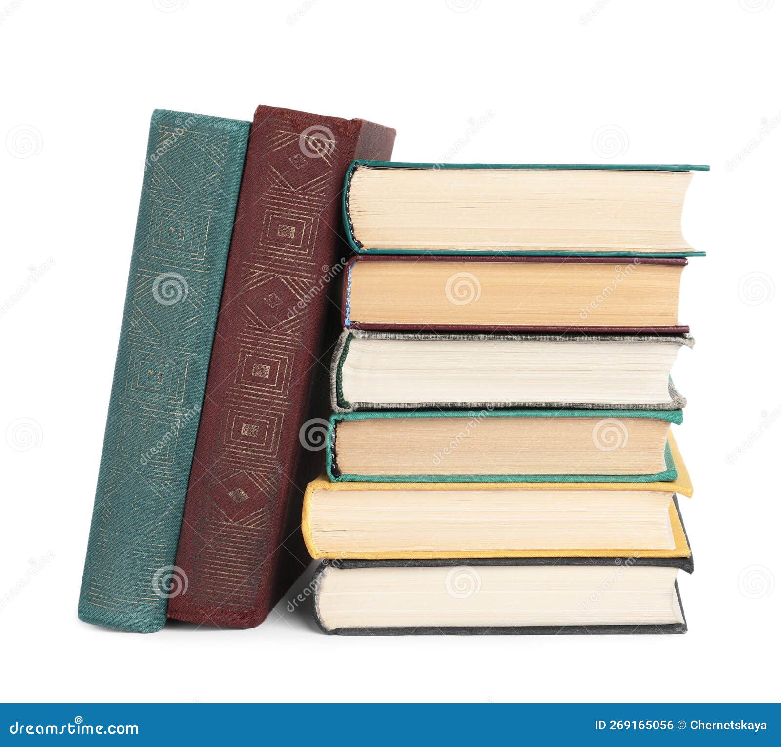 Many Old Hardcover Books Isolated on White Stock Photo - Image of ...