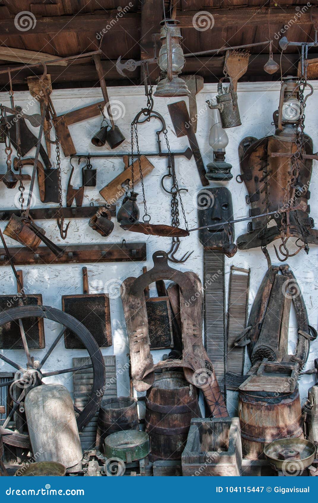 Many old medieval tools stock image. Image of aged, toolbox - 104115447