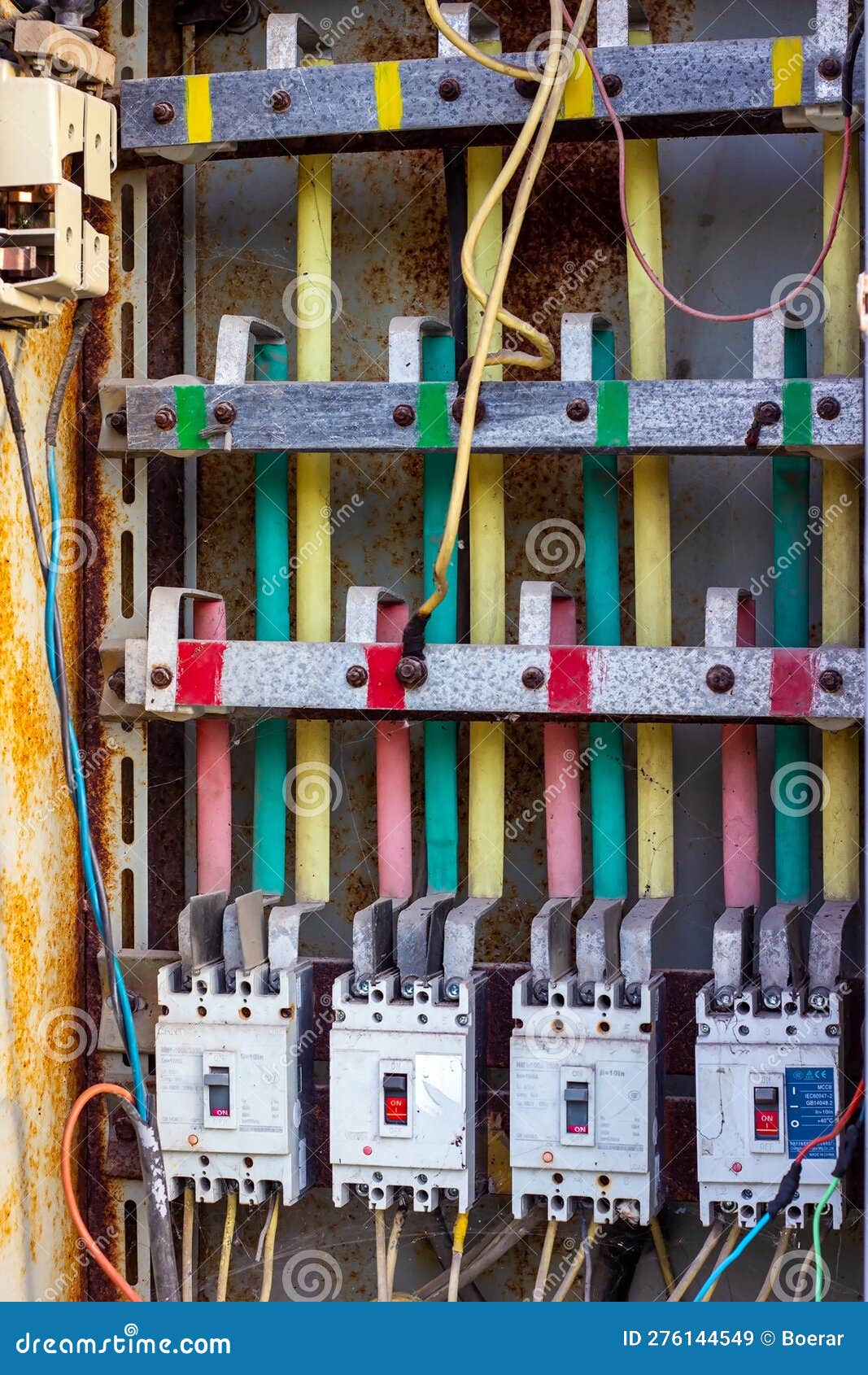 A Few Fuse Boxes Are Installed On The Wall In The Basement. High ...