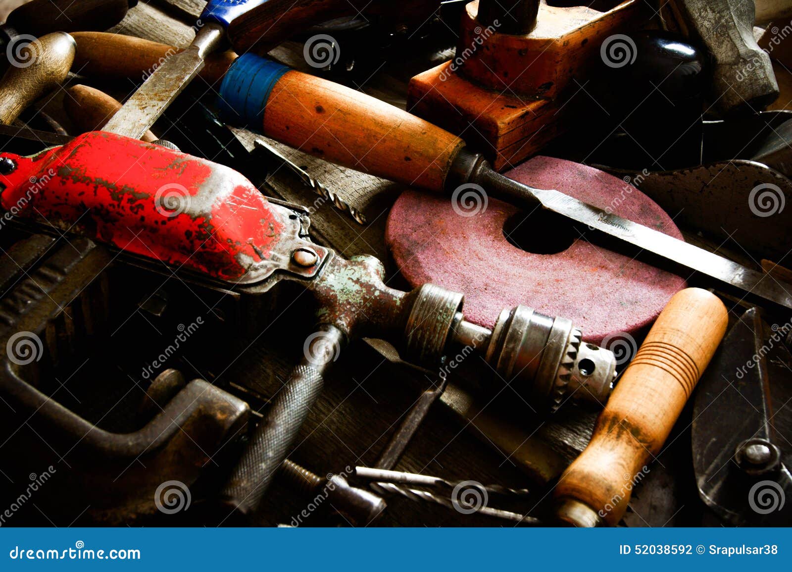 Many Old Working Tools ( Ruler, Drill, Chisel and Stock Photo - Image ...