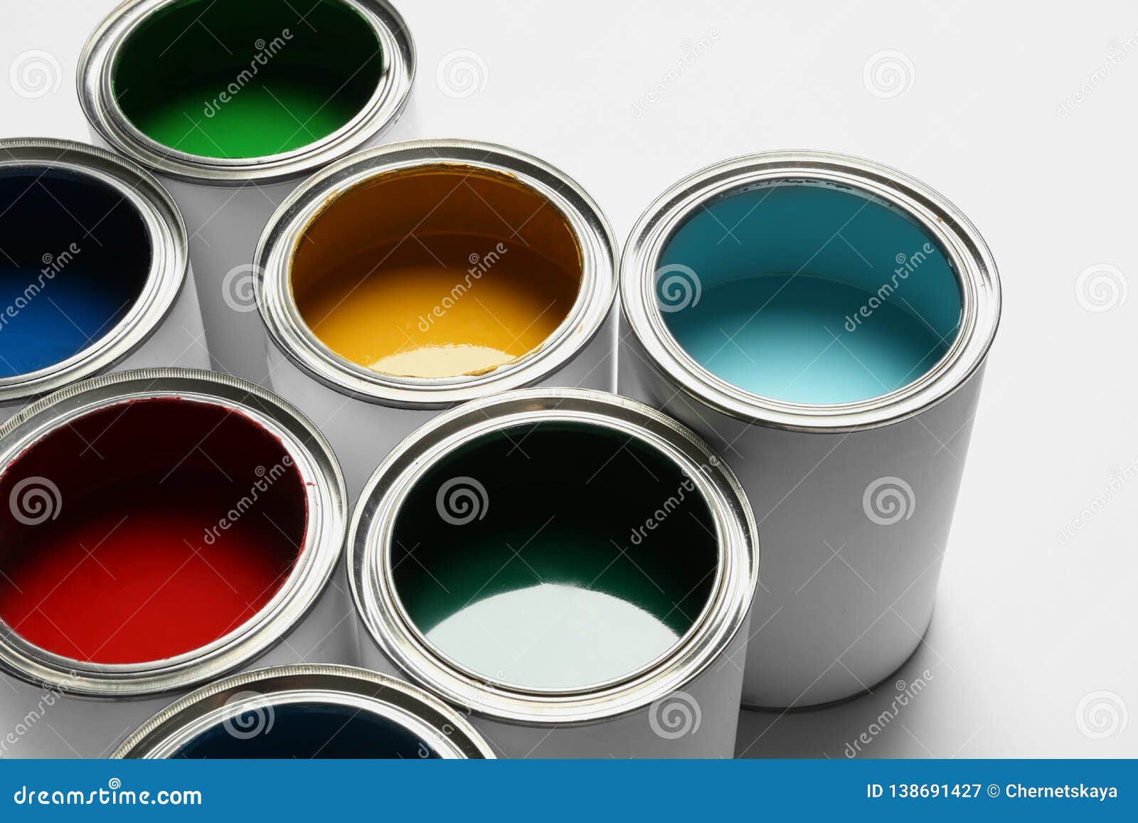 Many Open Paint Cans on White Stock Image - Image of cans, decorating ...