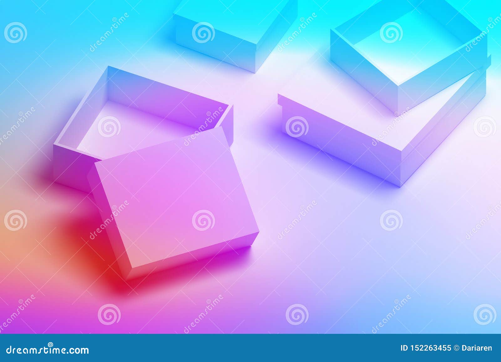 Many Opened Boxes Colored with Vivid Colorful Gradient Stock ...