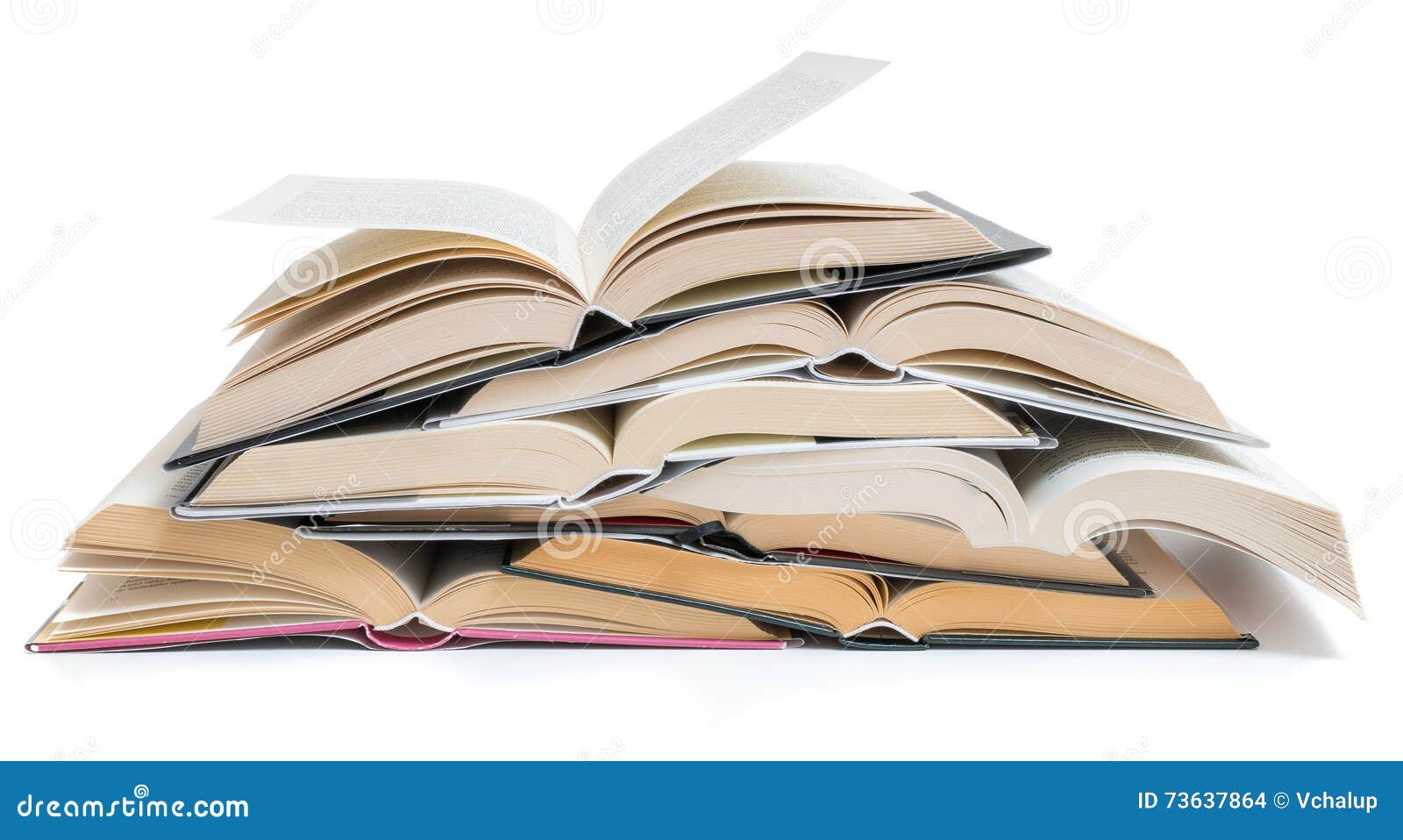 Many Opened Stacked Books Isolated on White Background Stock Photo ... Many Opened Stacked Books Isolated on White Background Stock Photo ...