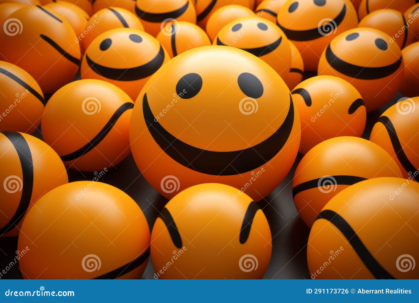 Many Orange Balls with Smiley Faces on Them Stock Illustration ...