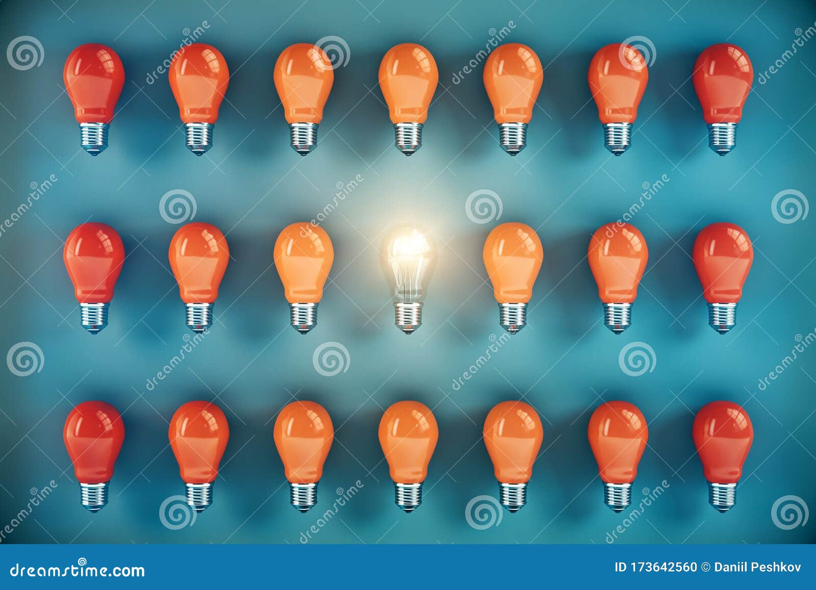 Many Orange Light Bulbs in a Row Stock Illustration - Illustration of ...