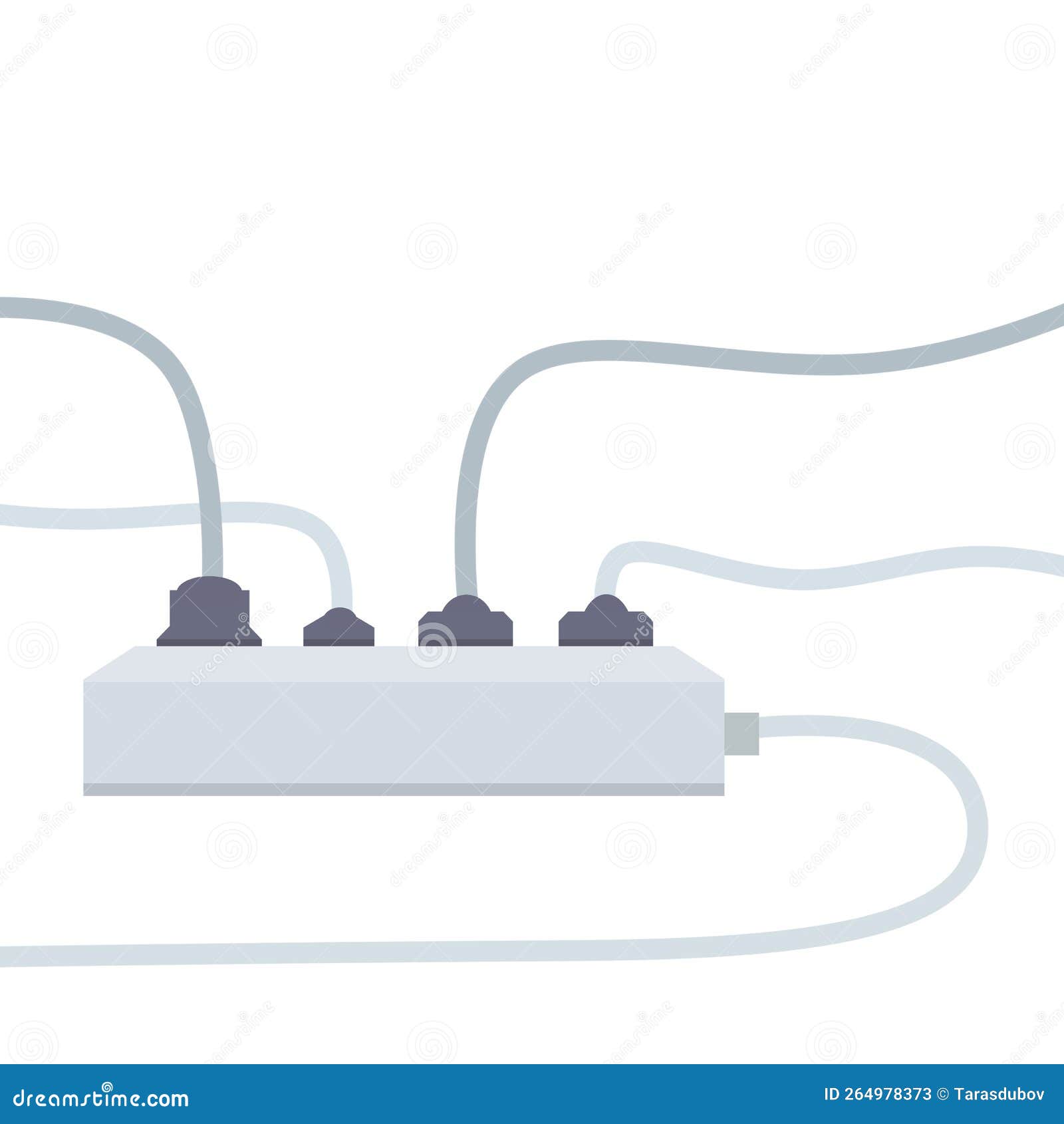 Many Outlets To Plug With Wires. Load On System. Cartoon Flat ...