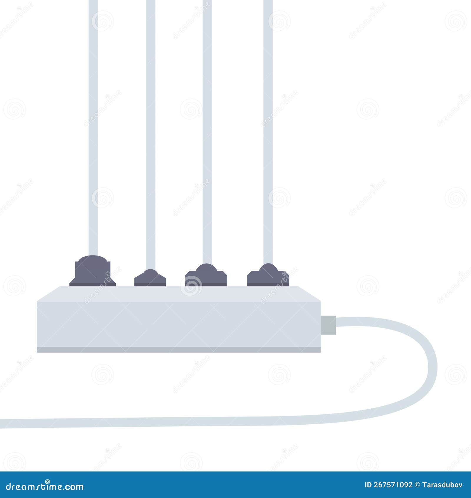 Many Outlets To Plug With Wires. Load On System. Cartoon Flat ...