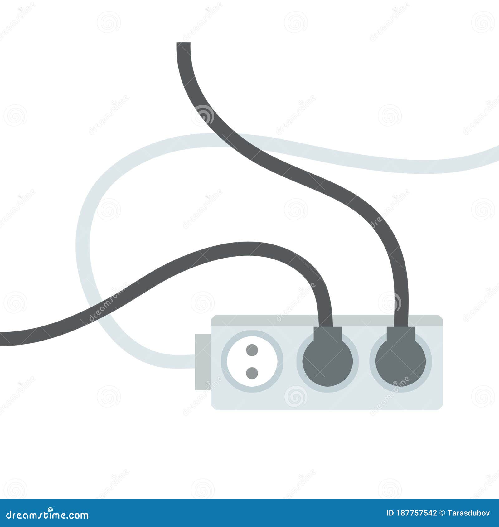 Many Outlets To Plug with Wires. Load on System. Cartoon Flat ...