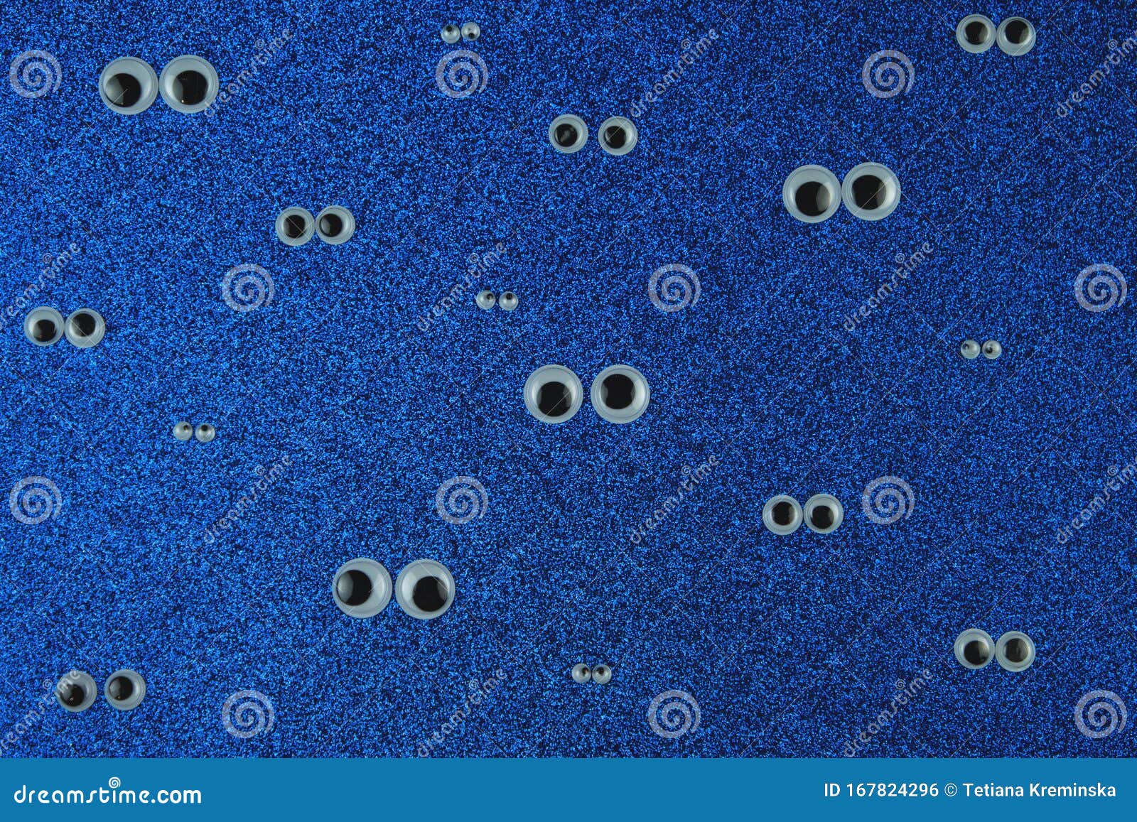 Many Pair of Googly Eyes on Blue Glitter Background Stock Photo - Image ...