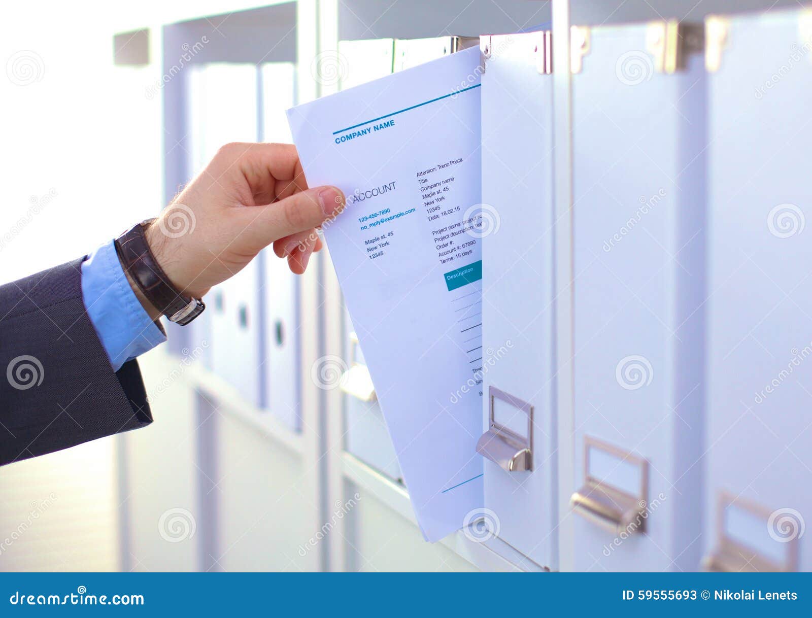 Many Papers Orderly Arranged in a File Shelves Stock Image - Image of ...